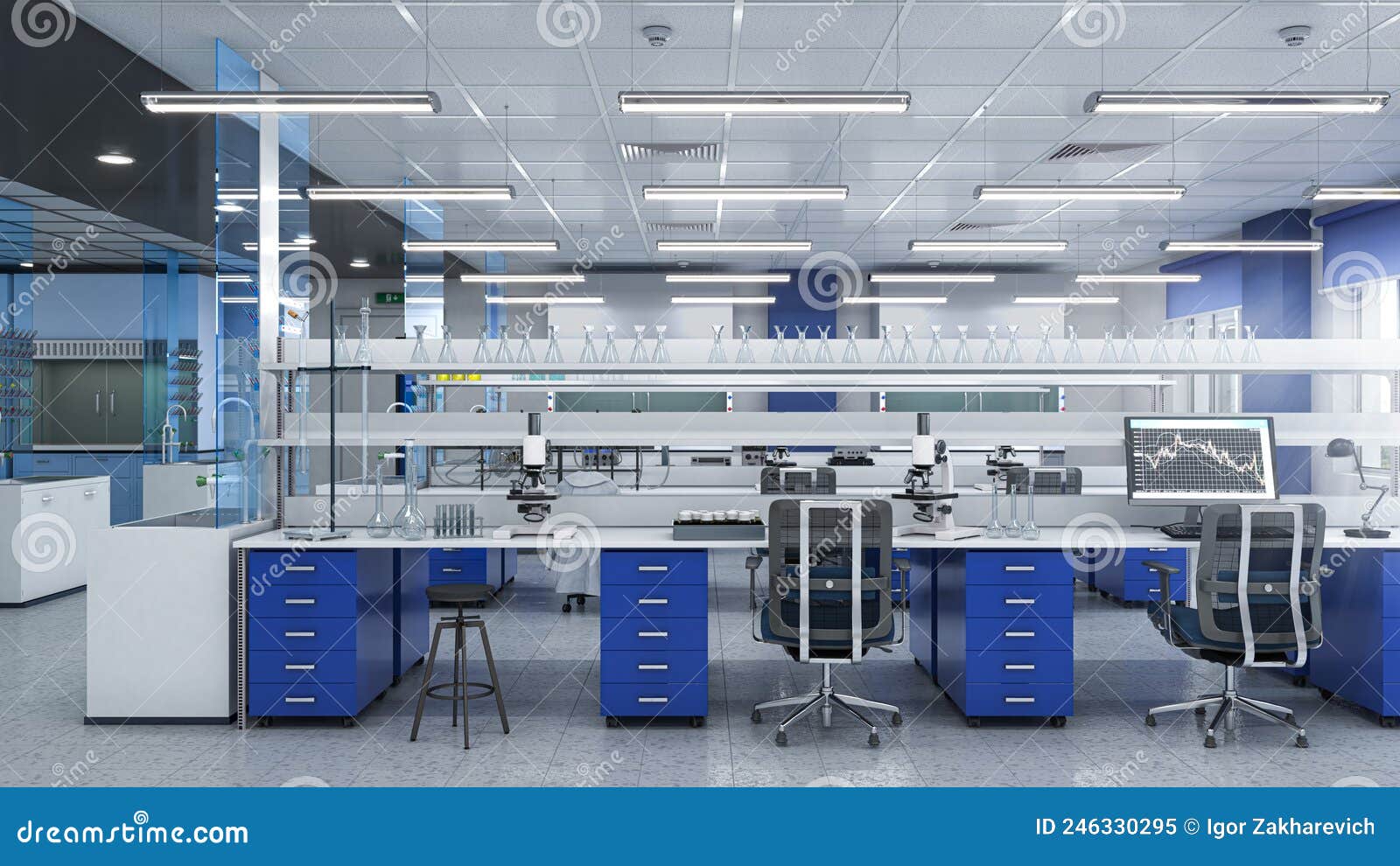 Spacious and Bright Laboratory Interior. Stock Illustration ...
