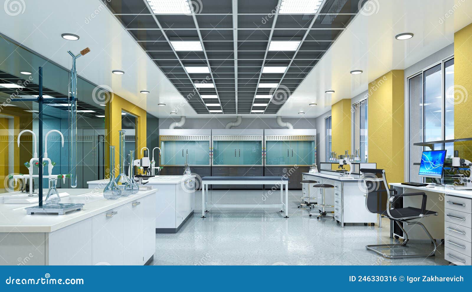Spacious and Bright Laboratory Interior. Stock Illustration ...