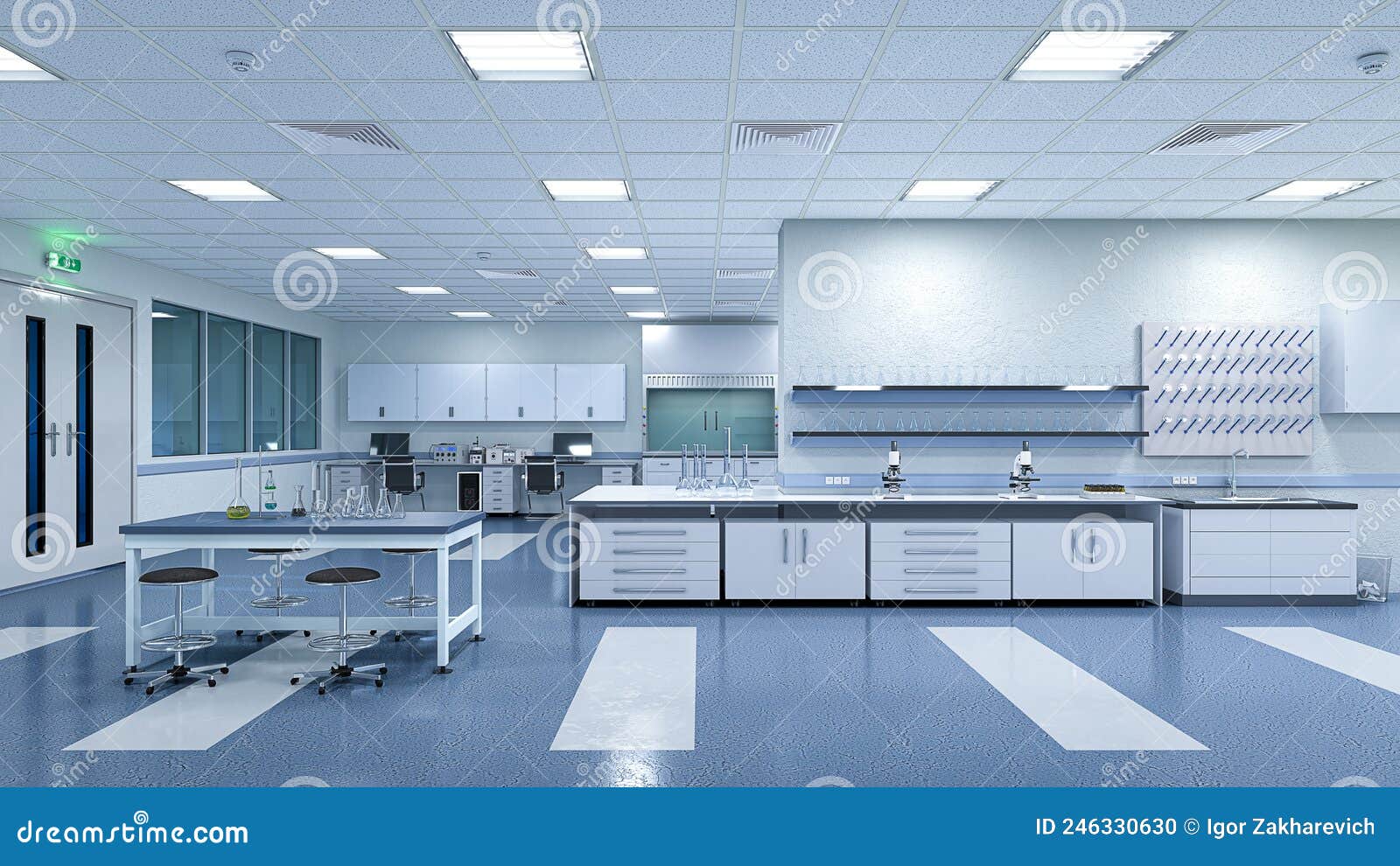 Spacious and Bright Laboratory Interior. Stock Illustration ...