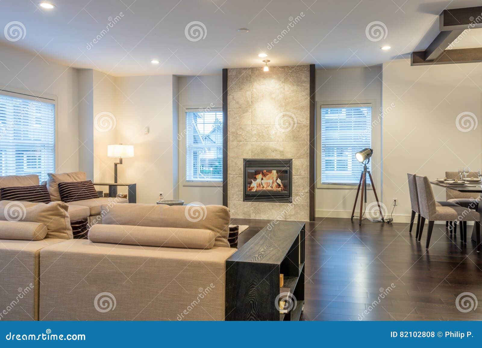Spacious Bright Living Room Interior Stock Photo - Image of home, couch ...