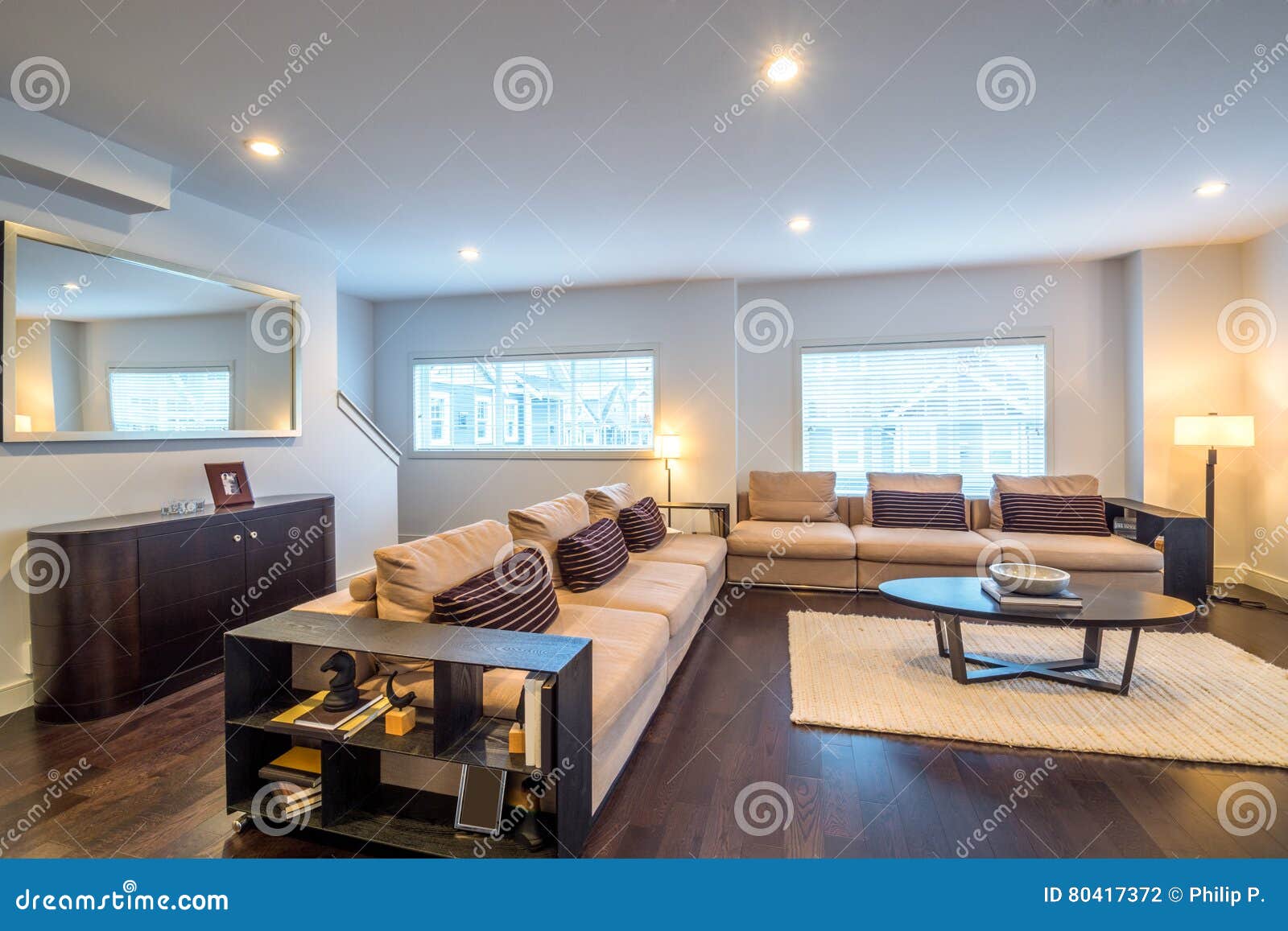 Spacious Bright Living Room Interior Stock Photo - Image of clean ...