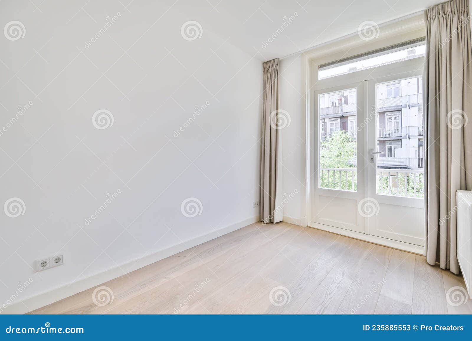 Spacious Bright Room with Large Windows Stock Image - Image of ...