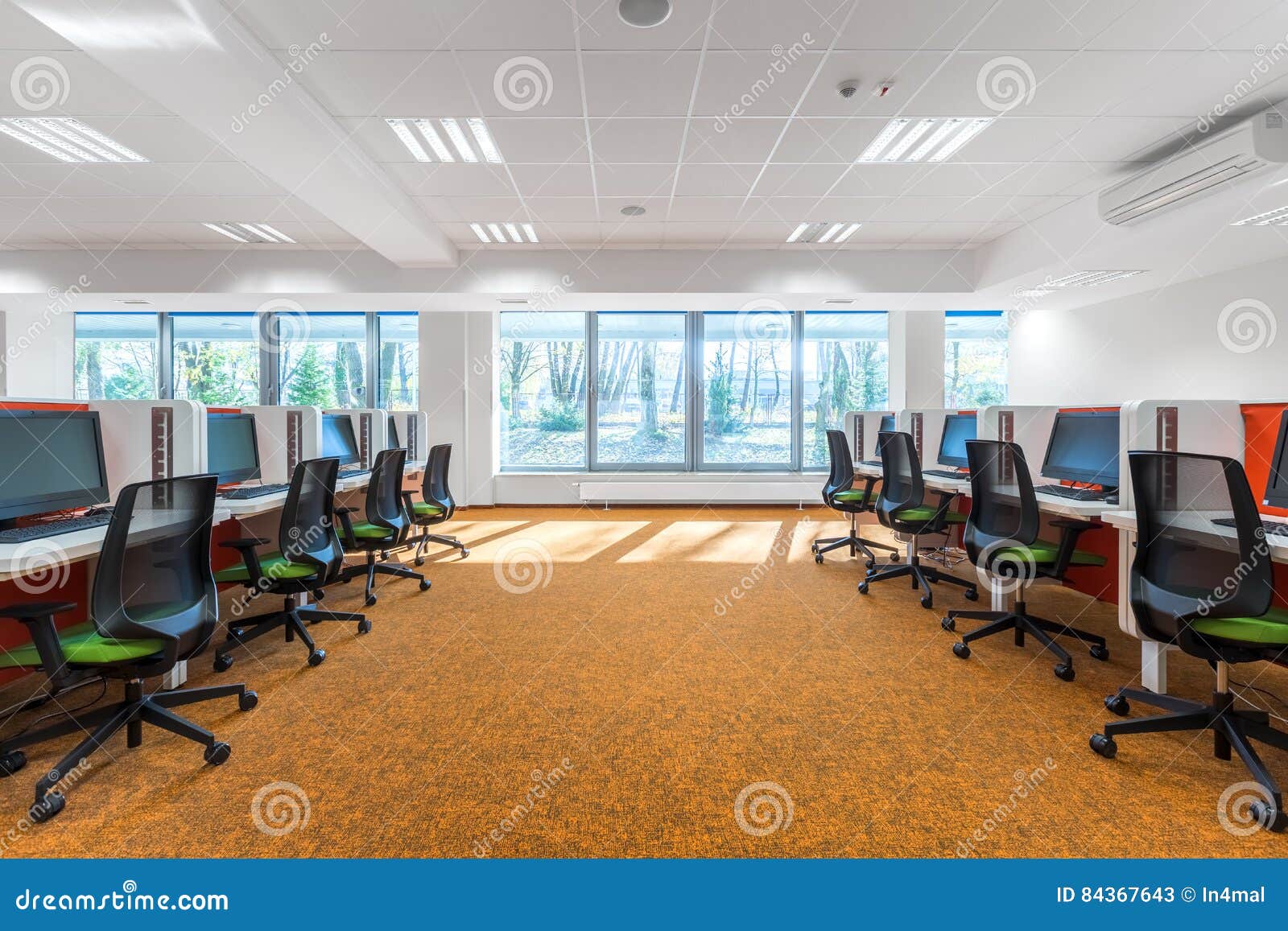 Spacious it Classroom with Window Stock Image - Image of knowledge ...