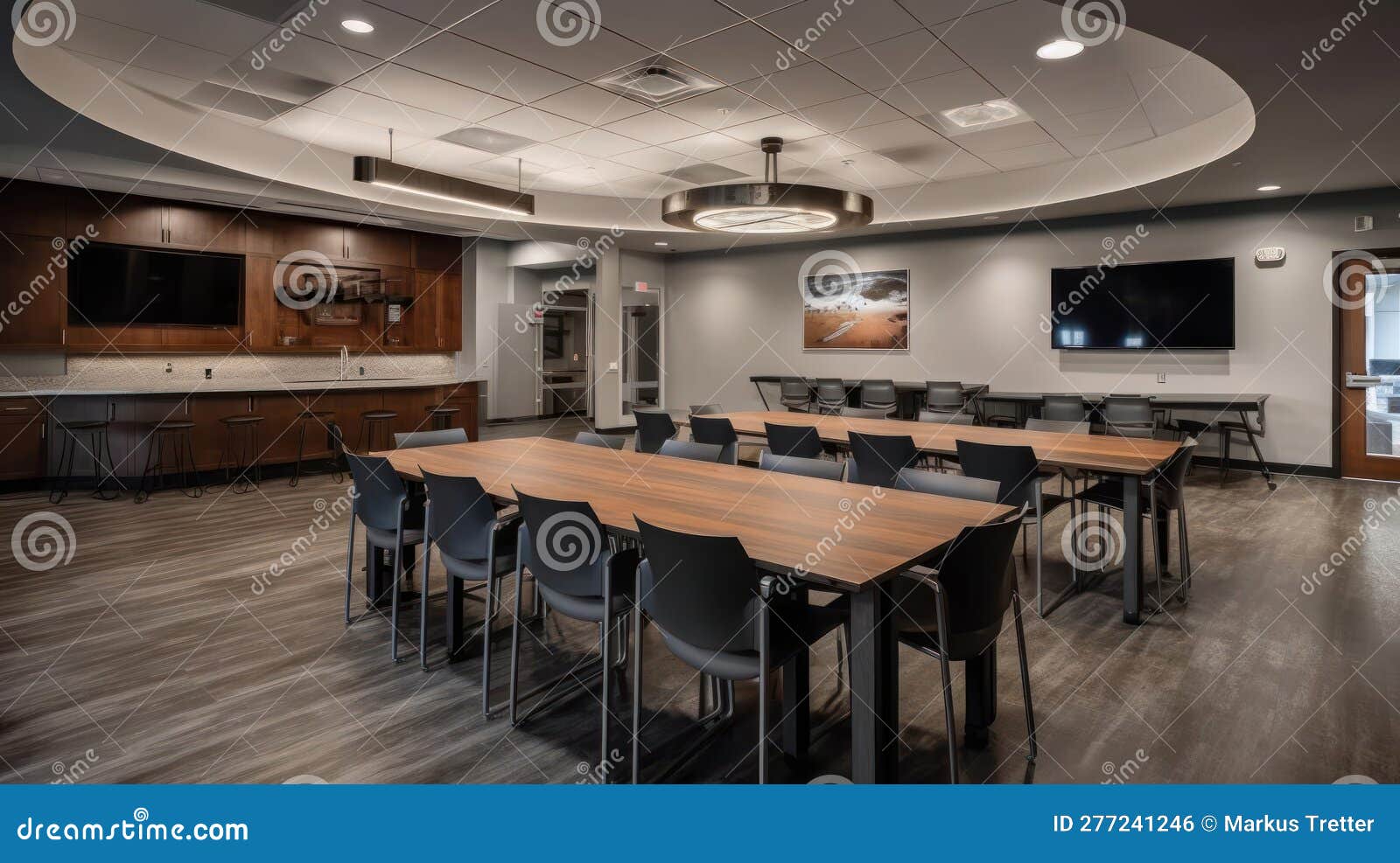 A Spacious Collaboration Space with Multiple Workstations and a ...