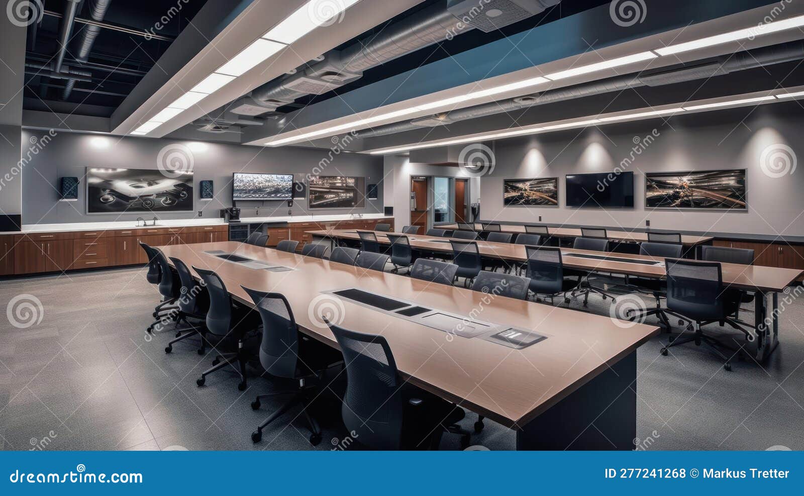 A Spacious Collaboration Space with Multiple Workstations and a ...