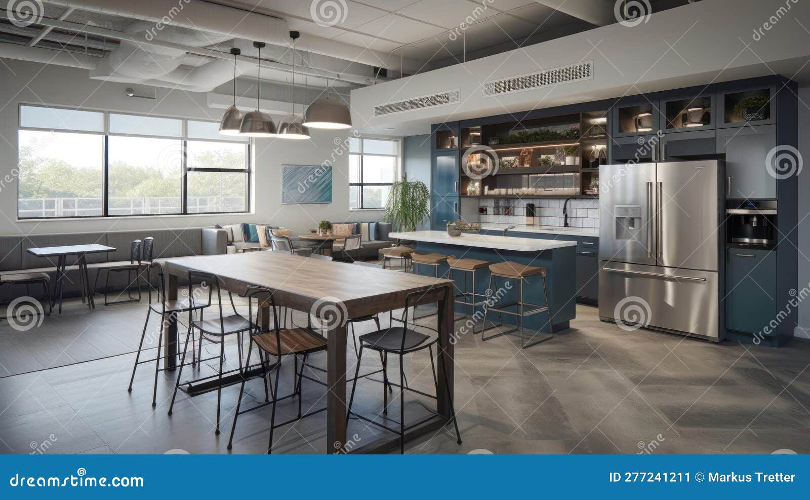 A Spacious Collaboration Space with a Variety of Workstations and a ...