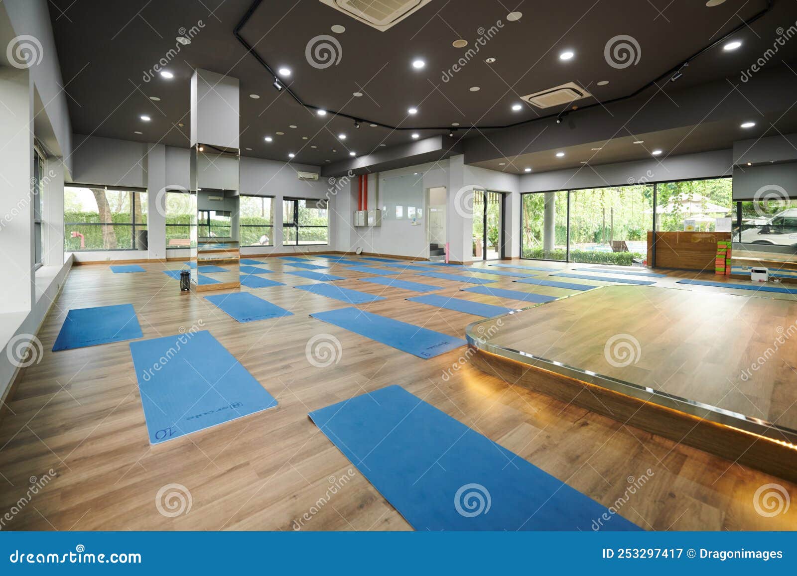 Dance Studio with Stage in Front Stock Image - Image of exercising ...