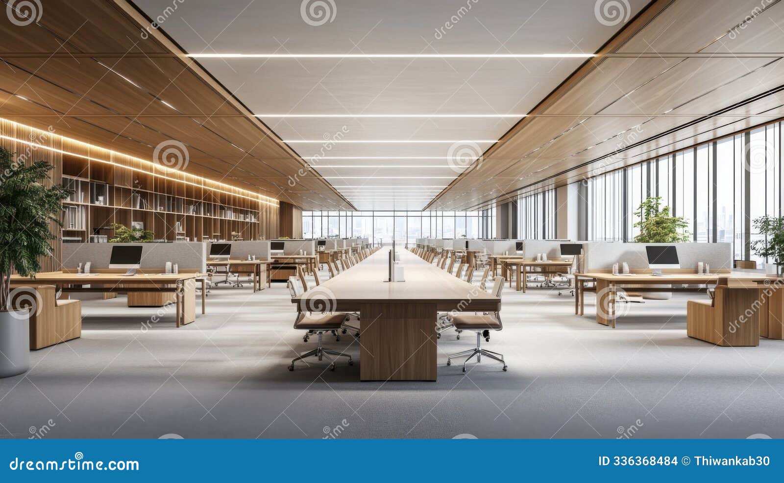 Spacious Design: an Overview of a Large Open Office Stock Photo - Image ...