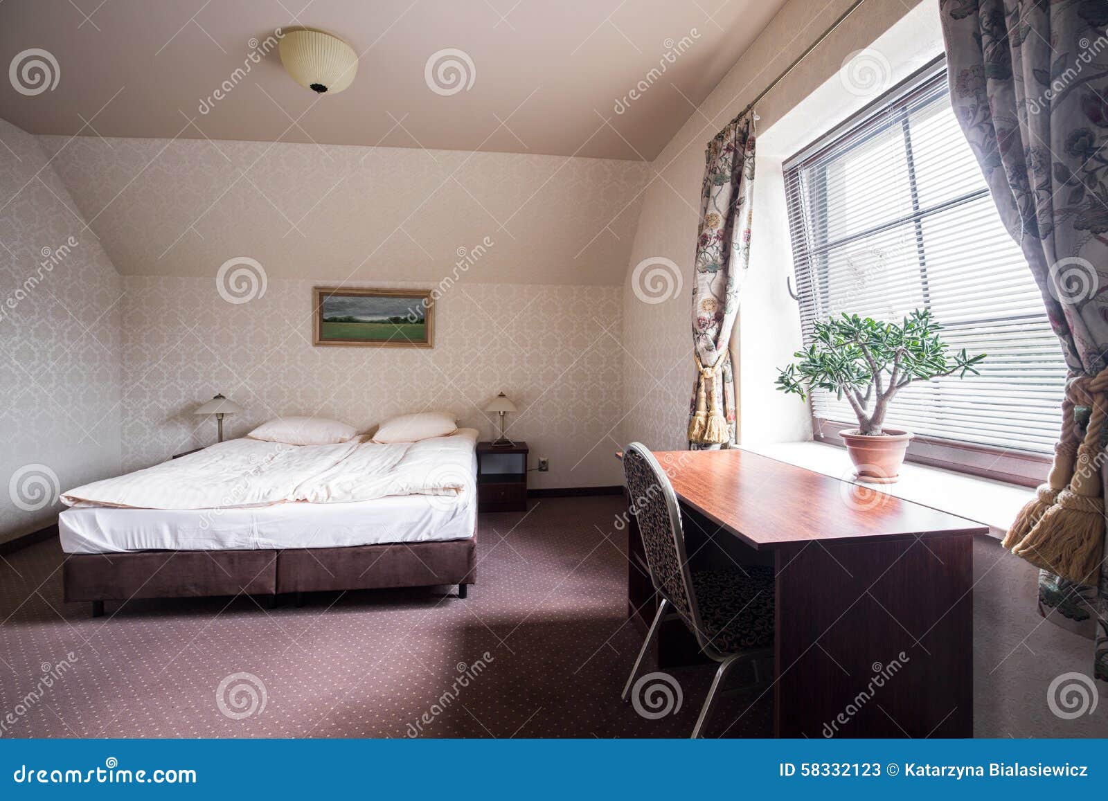 Spacious elegant bedroom stock image. Image of bedroom - 58332123