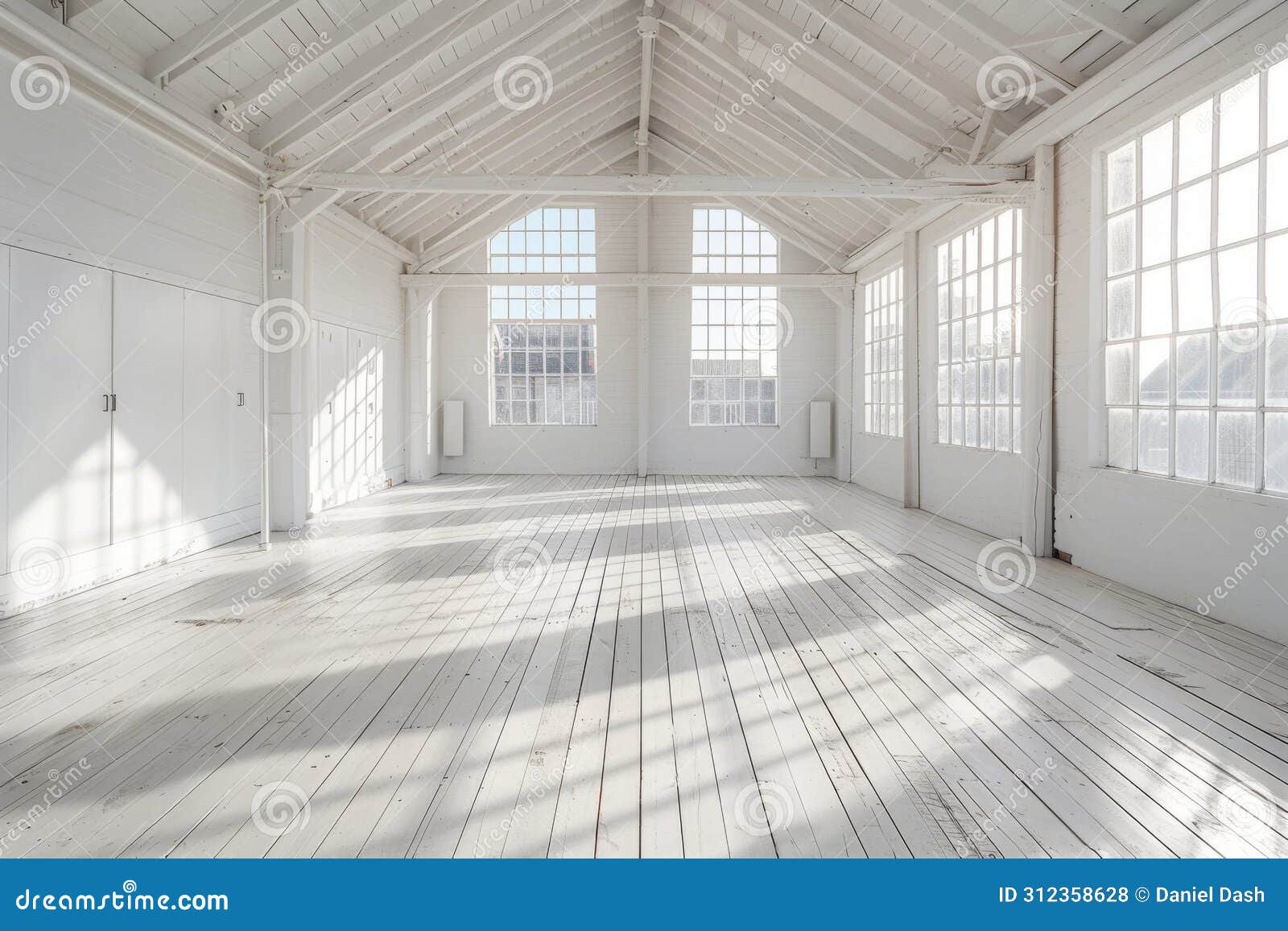 Spacious Empty Loft with Bright Natural Light Stock Photo - Image of ...