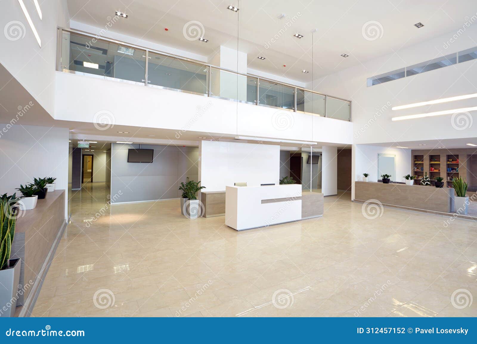 Spacious Empty Reception Hall in Modern Building Stock Photo - Image of ...