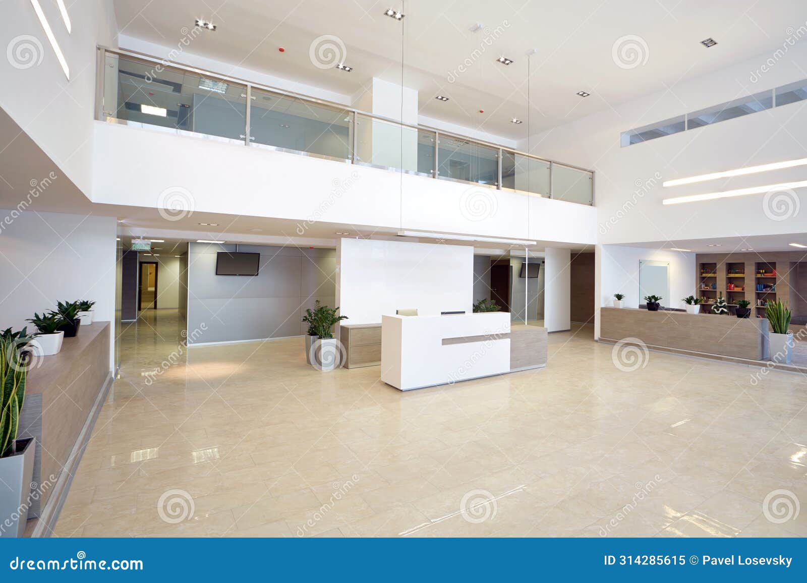 Spacious Empty Reception Hall in Modern Stock Image - Image of ...