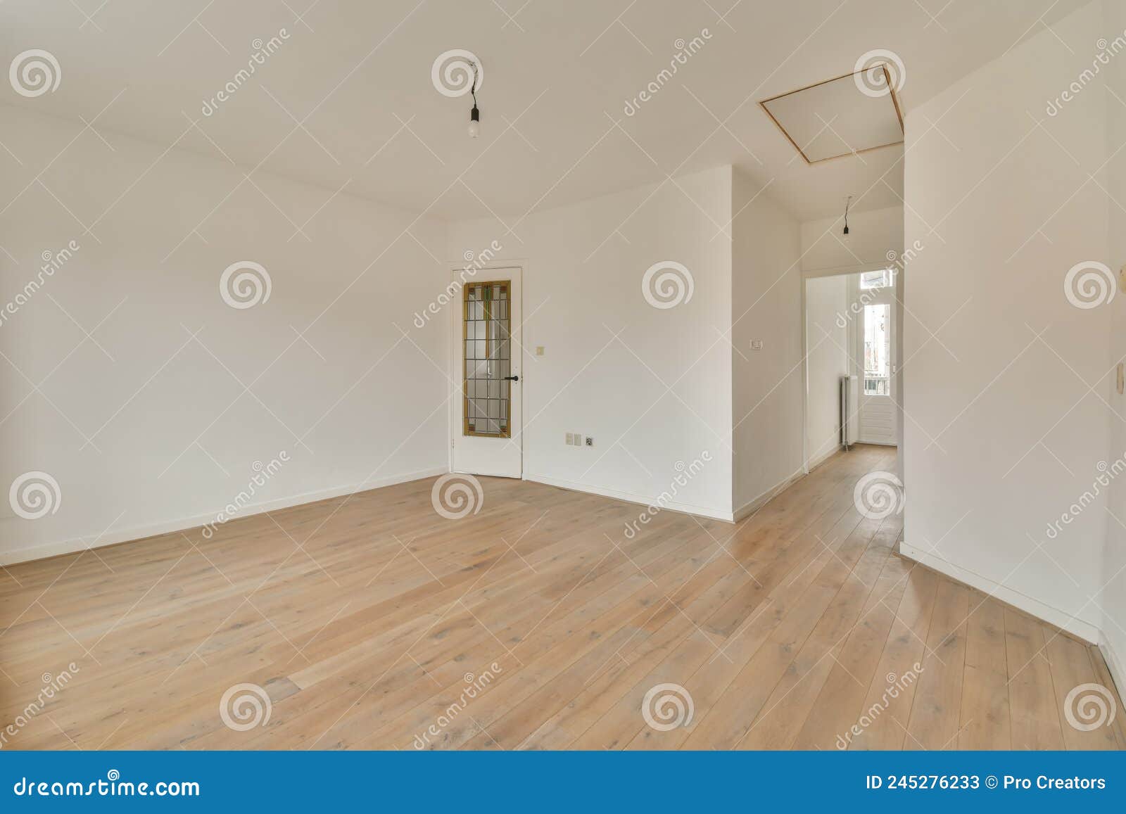 A Spacious Empty Room with an Angular Interior Stock Image - Image of ...