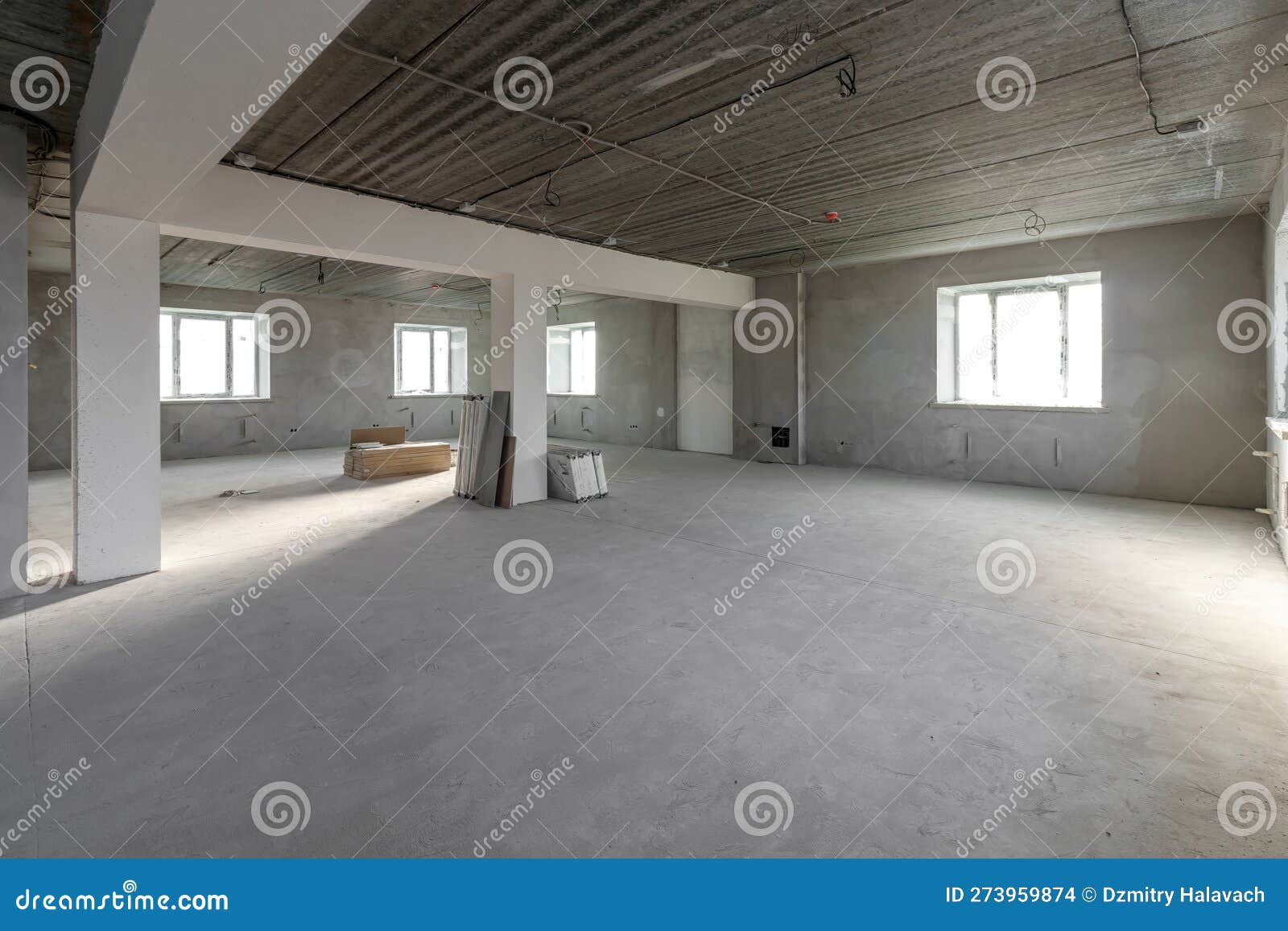 Spacious Empty Rooms in the Attic Floor after Filling Out the Work on ...