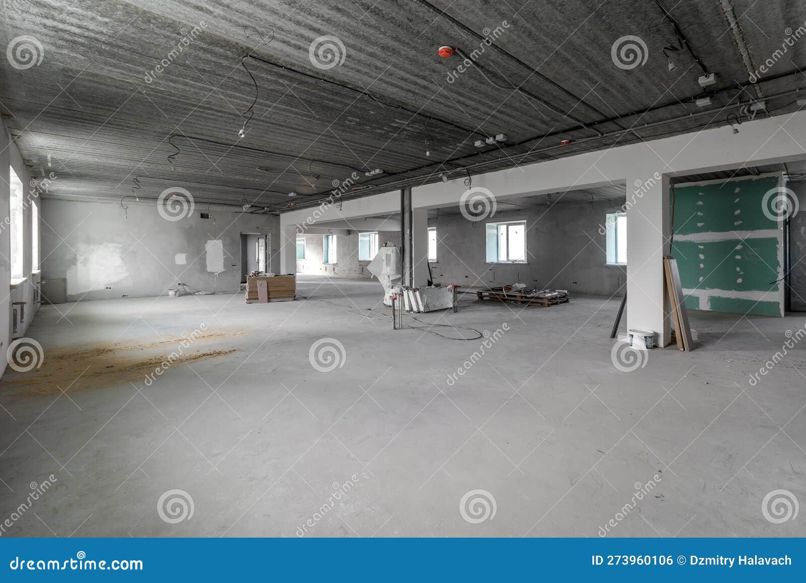Spacious Empty Rooms in the Attic Floor after Filling Out the Work on ...