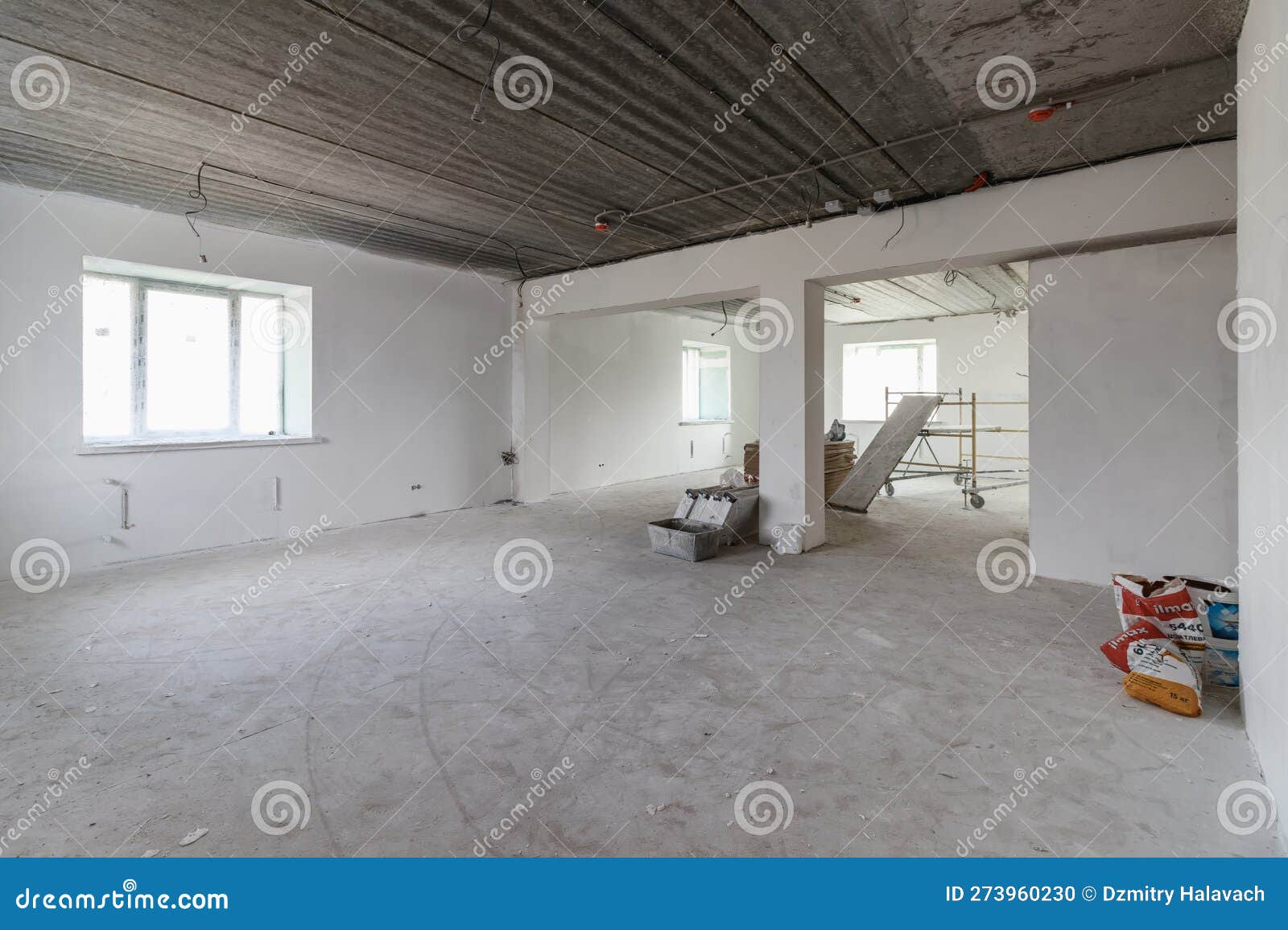 Spacious Empty Rooms in the Attic Floor after Filling Out the Work on ...