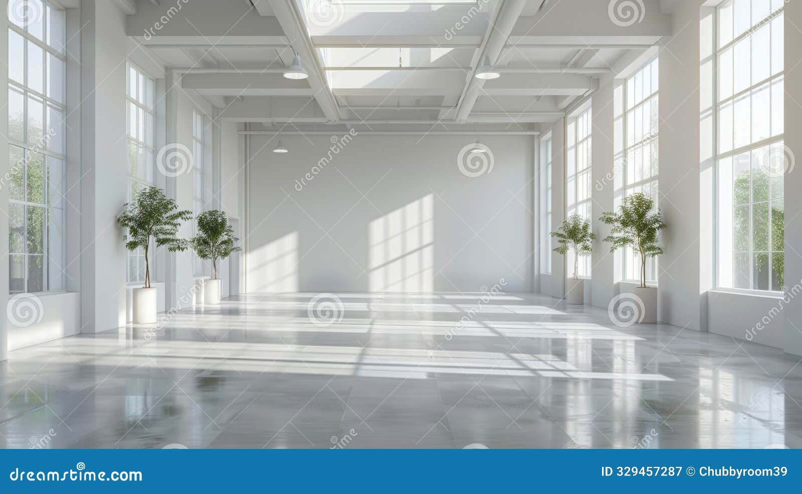Spacious Empty Showroom with Natural Light and High Ceilings Stock ...