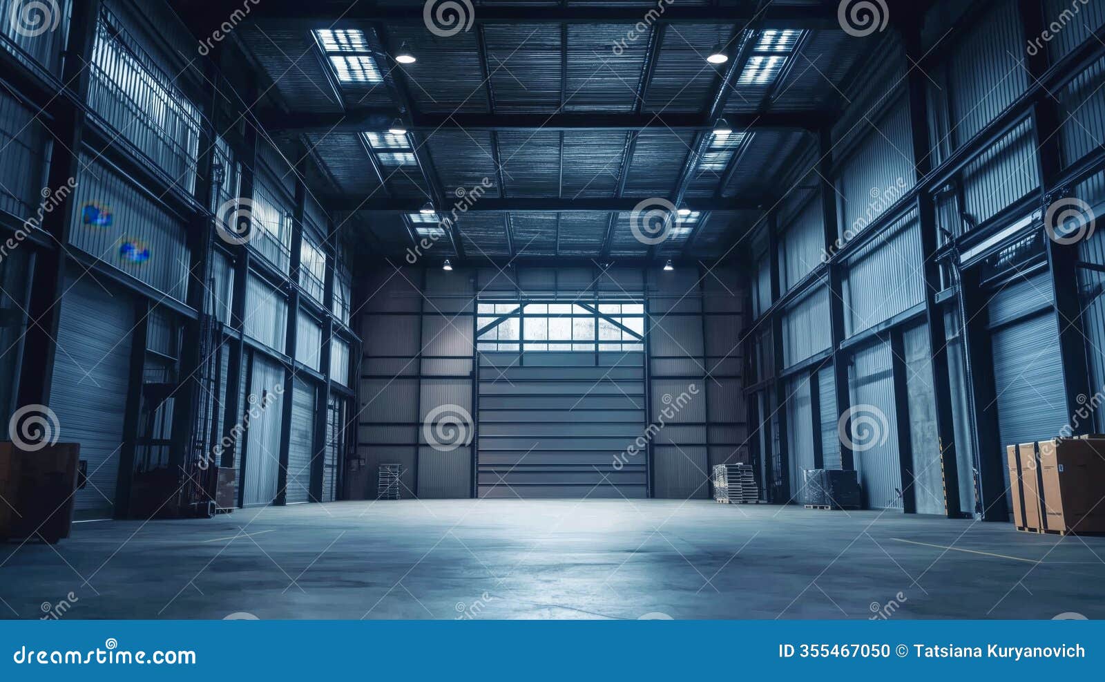Spacious Empty Warehouse Interior with High Ceilings and Natural Light ...