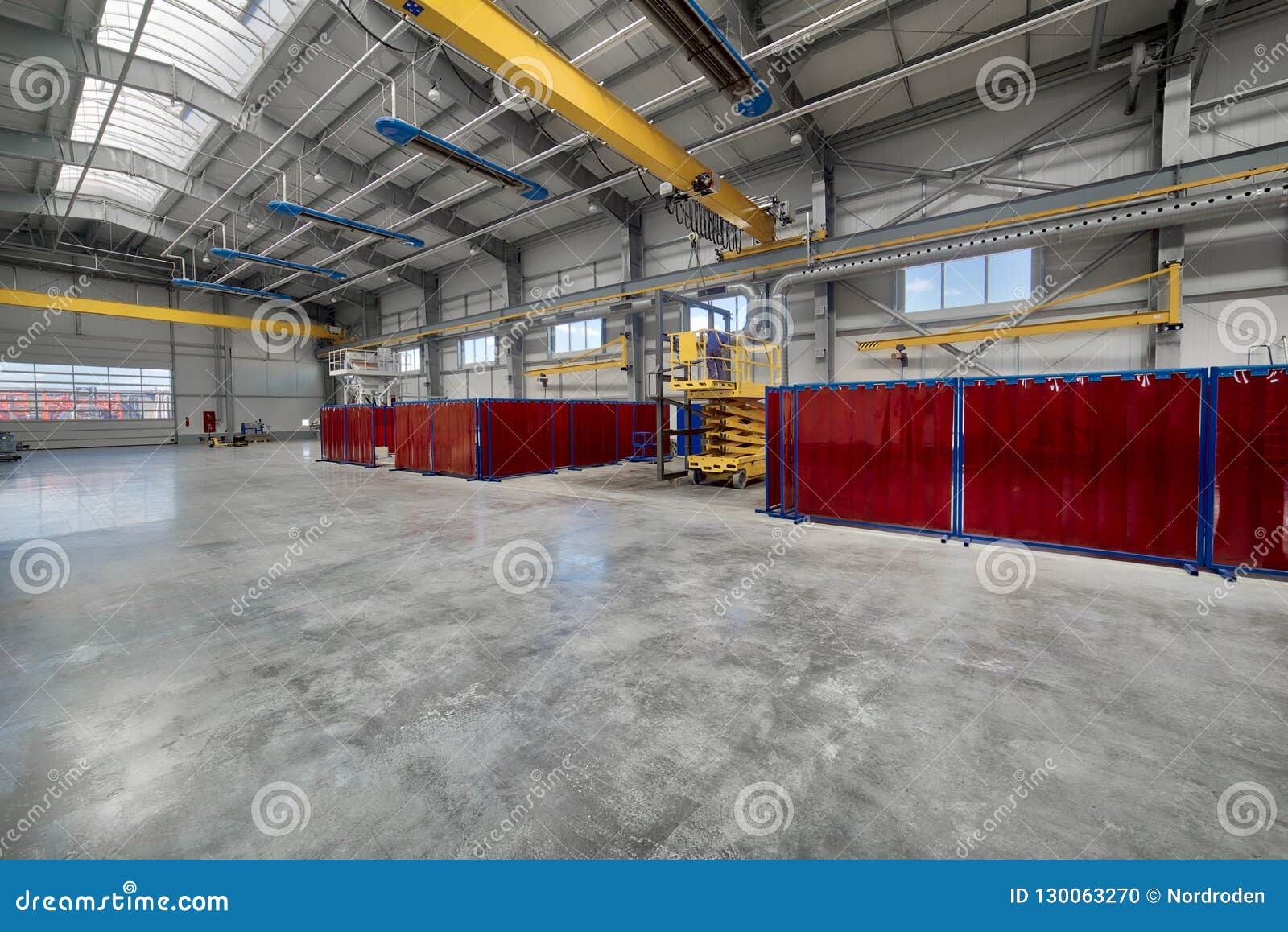 Spacious Factory Shop. Interior of the Industrial Workshop Stock Photo ...