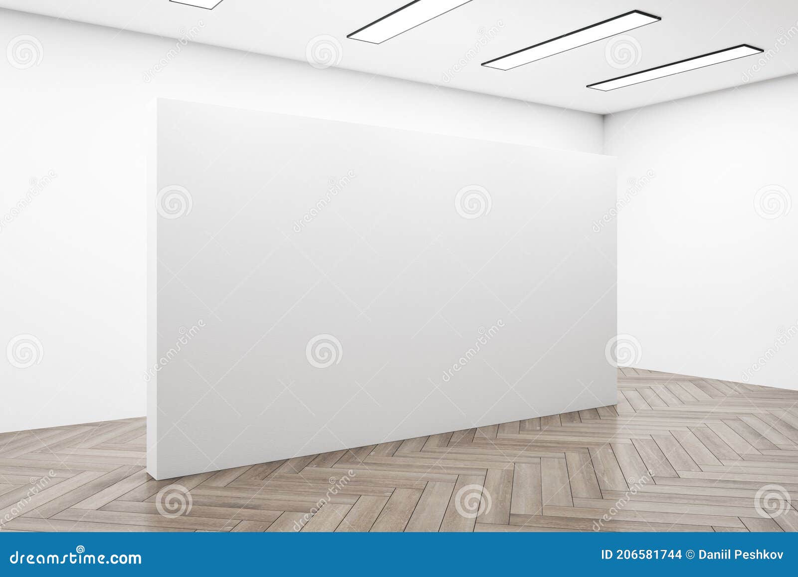 Spacious Gallery Interior with Empty Exhibition Stand Stock ...