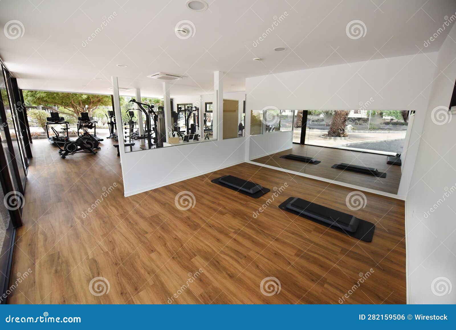 Spacious Gym with a Wide Selection of Exercise Equipment in the Glass ...
