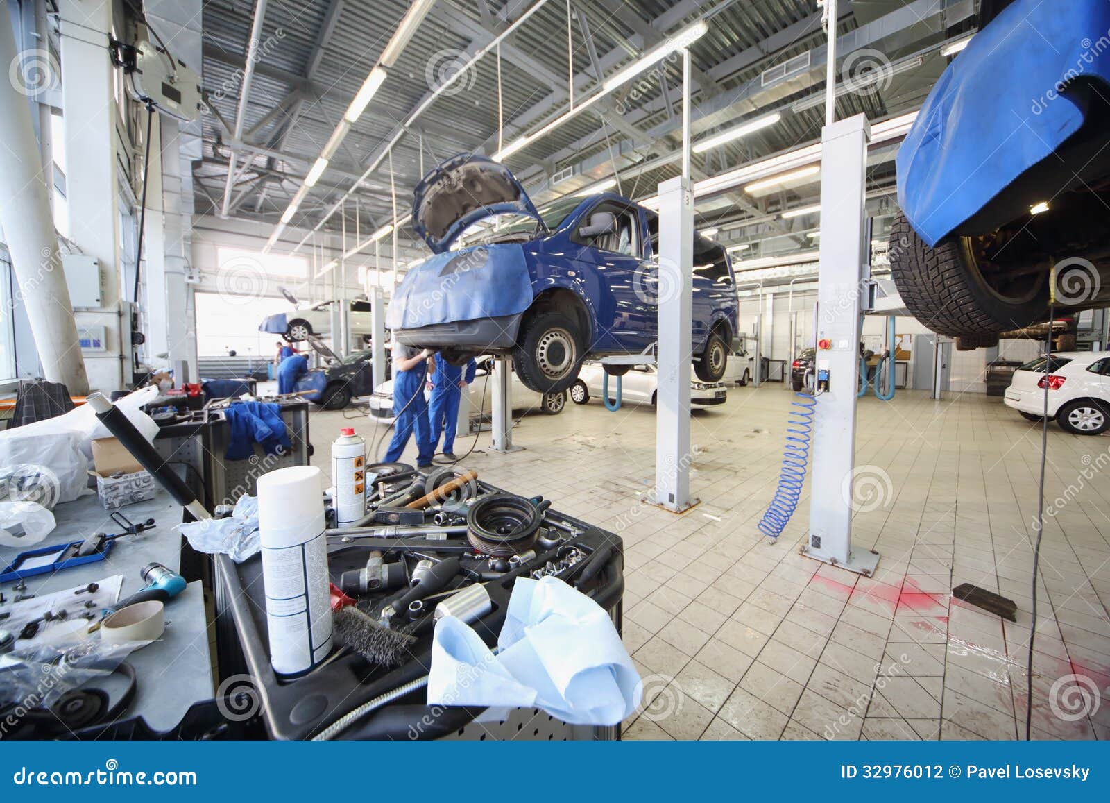 The Spacious Hall of the Station for Maintenance Cars Stock Photo ...