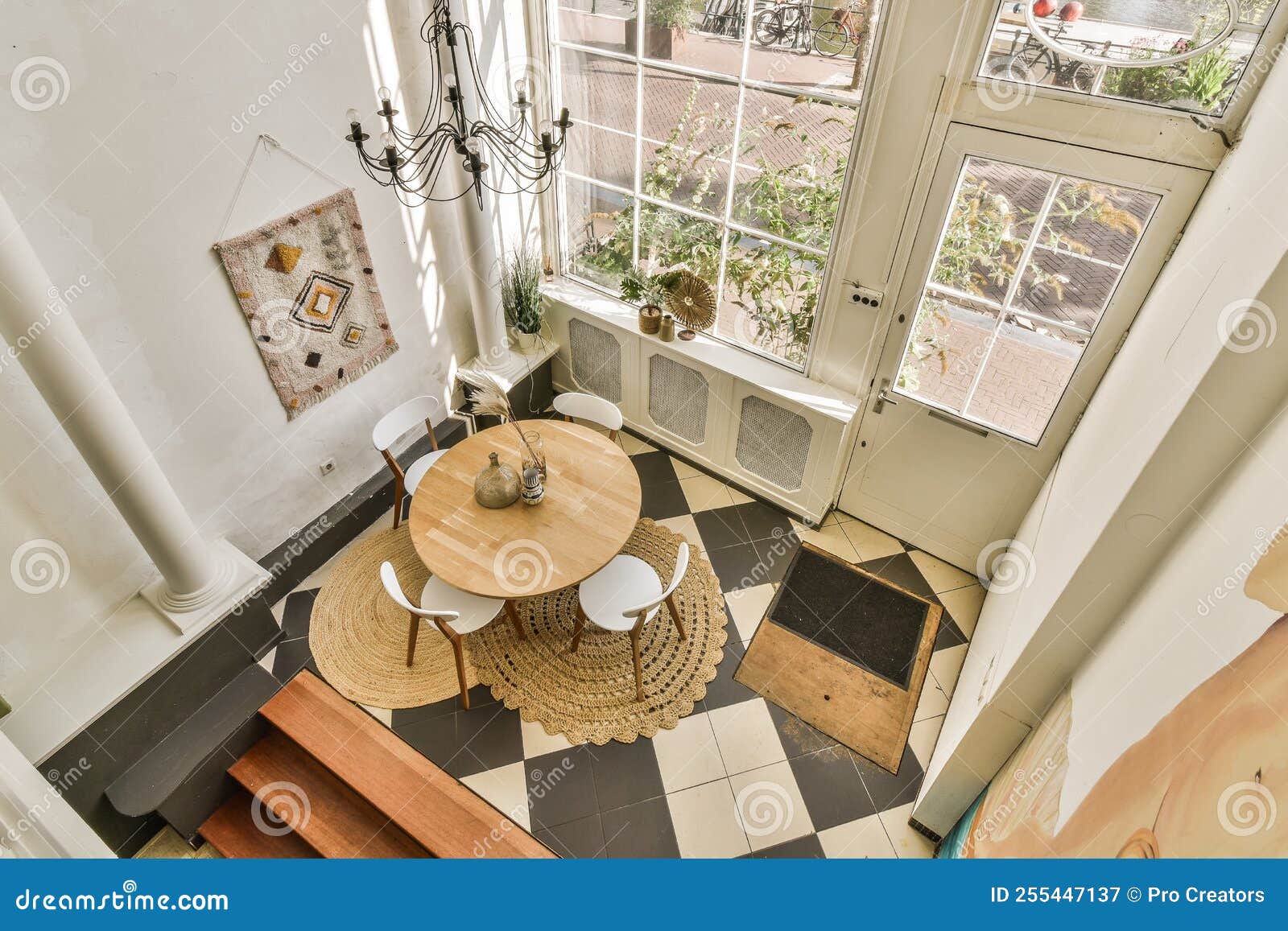 Small Corridor with Chair, Table and Door Stock Image - Image of room ...