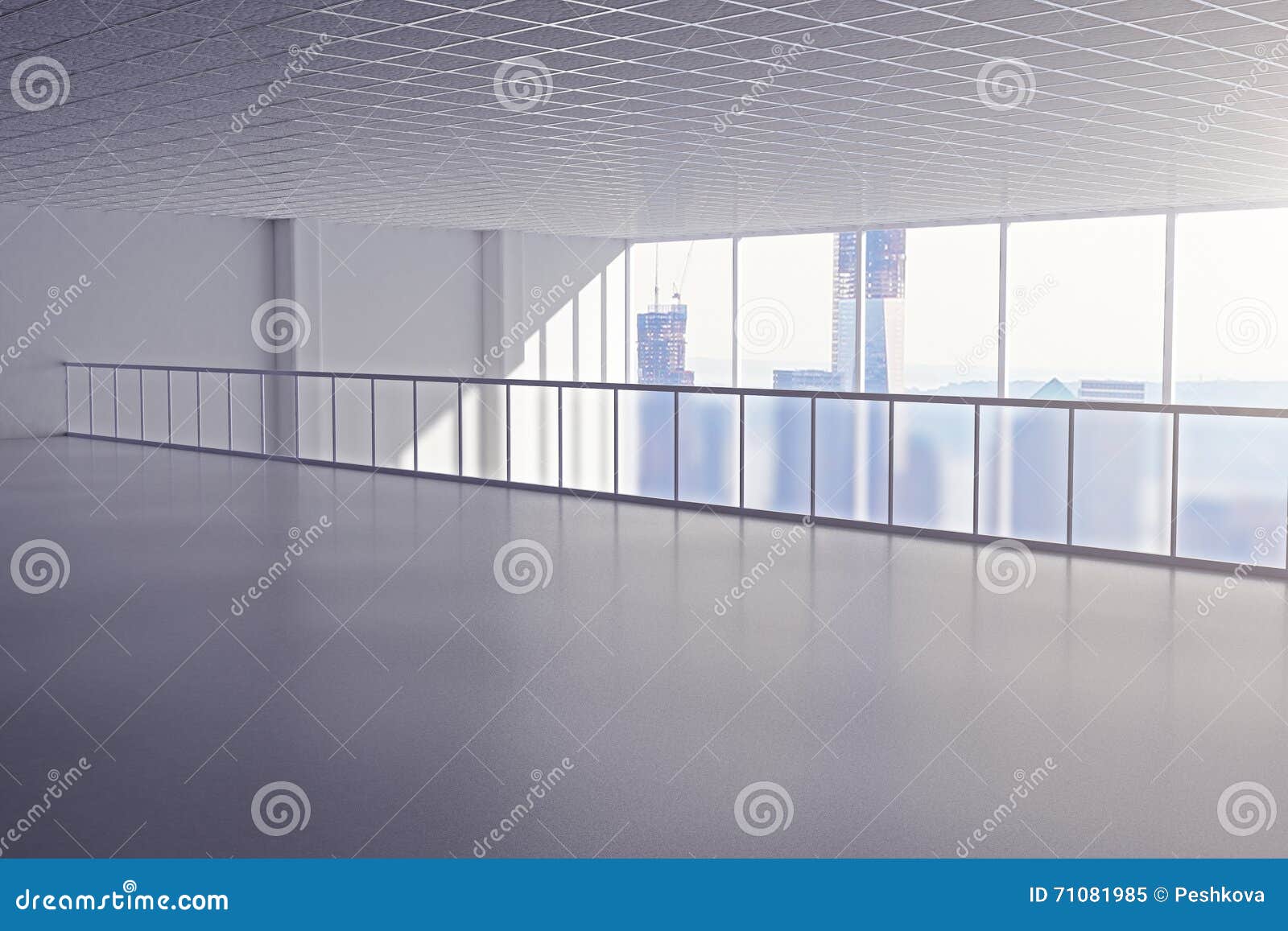 Spacious Interior with City View Stock Illustration - Illustration of ...