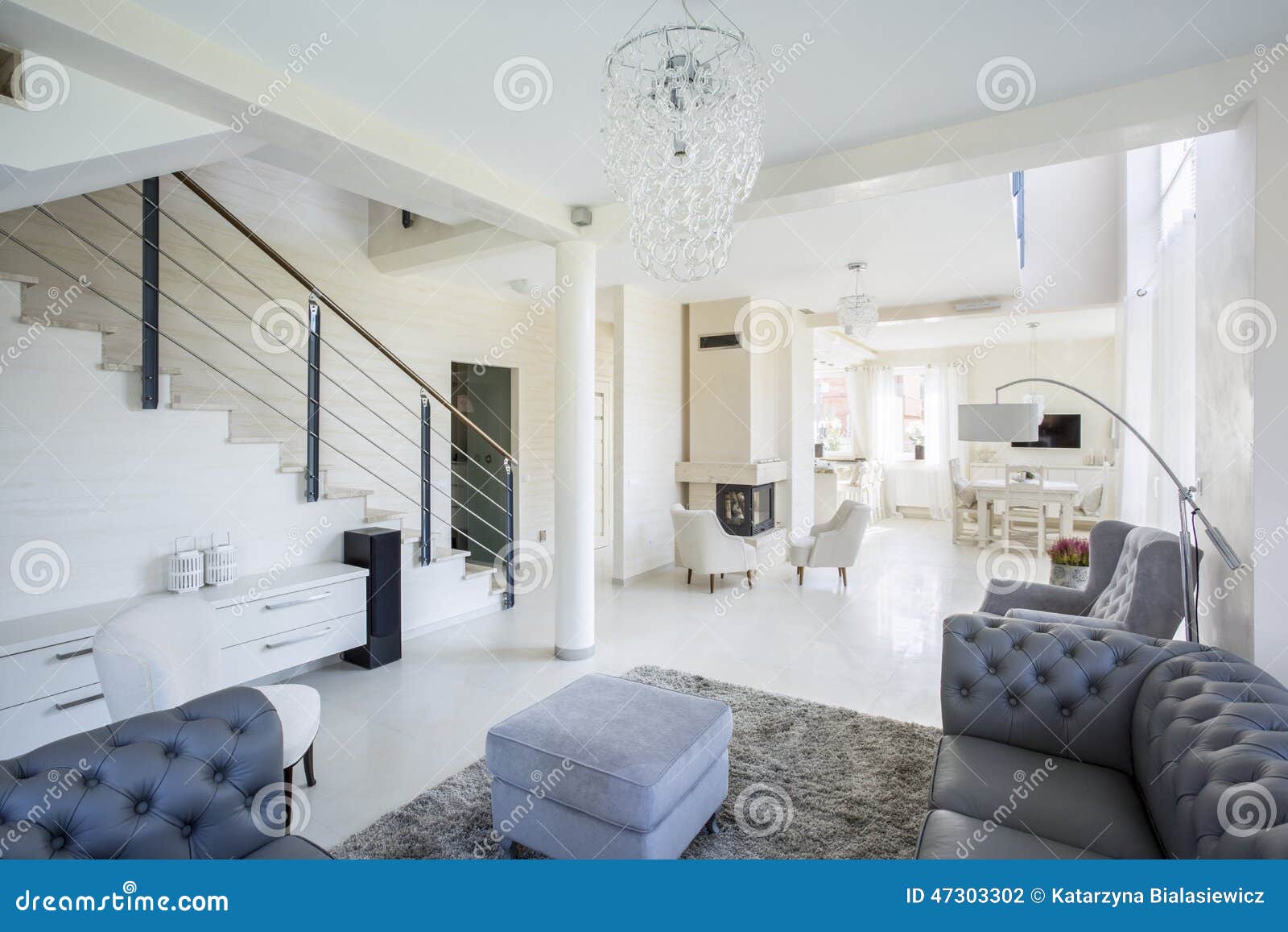 Spacious Interior of Modern House Stock Photo - Image of cozy ...