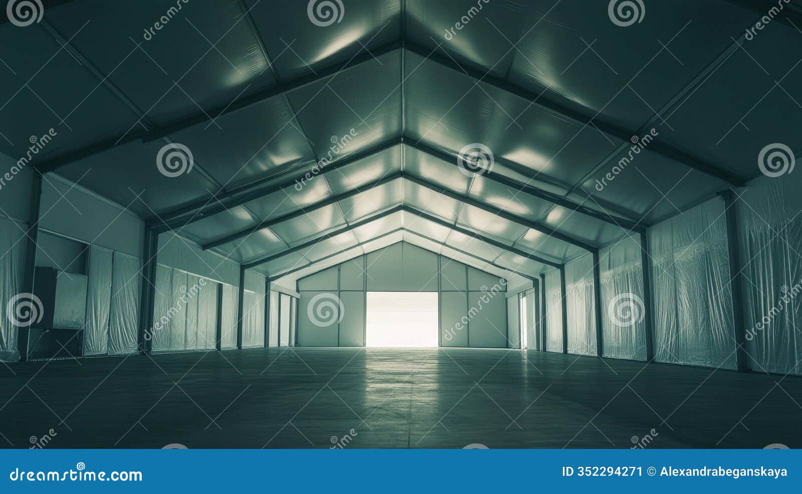 Spacious Interior of a Modern Industrial Warehouse with High Ceilings ...