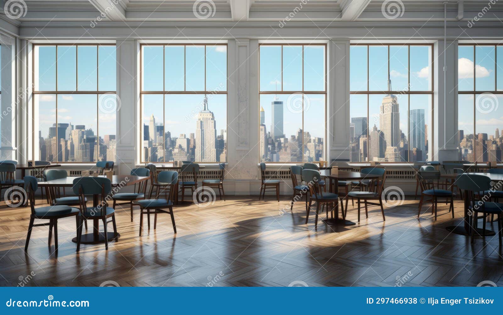 Spacious and Inviting Empty Cafe Restaurant with Large Panoramic ...