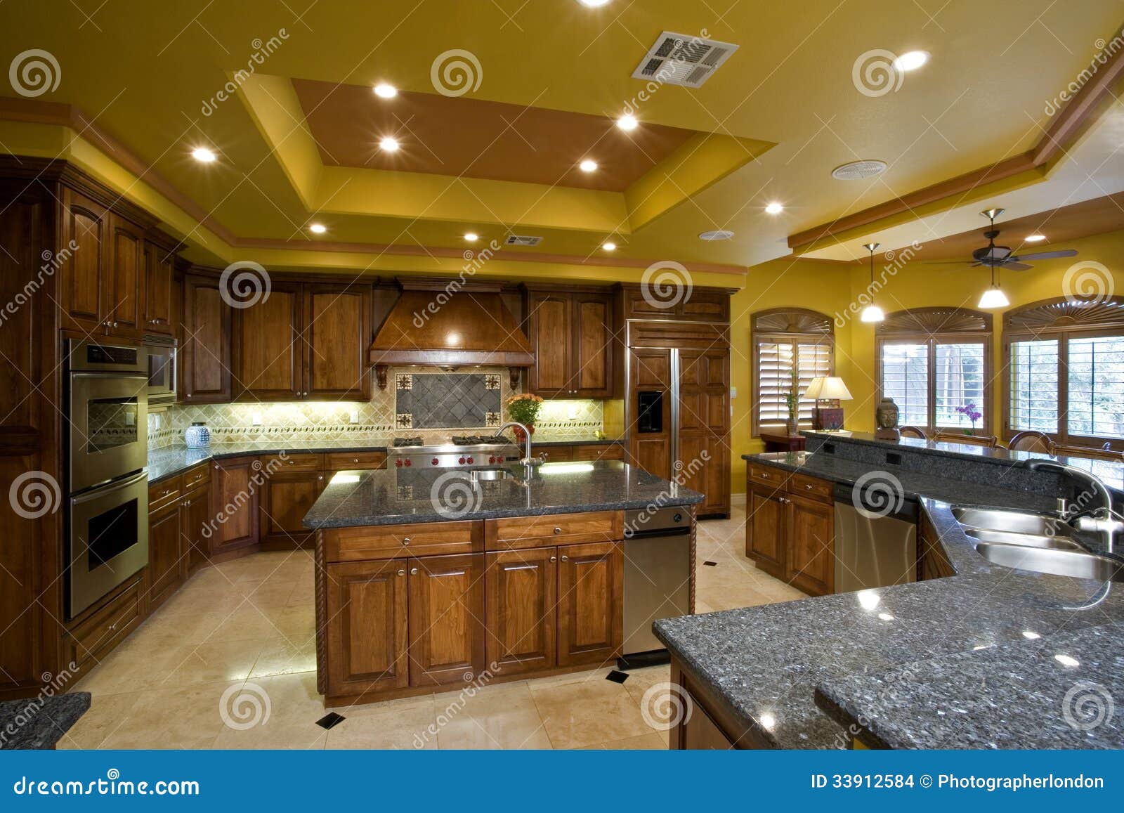 Spacious Kitchen in House stock photo. Image of kitchen - 33912584