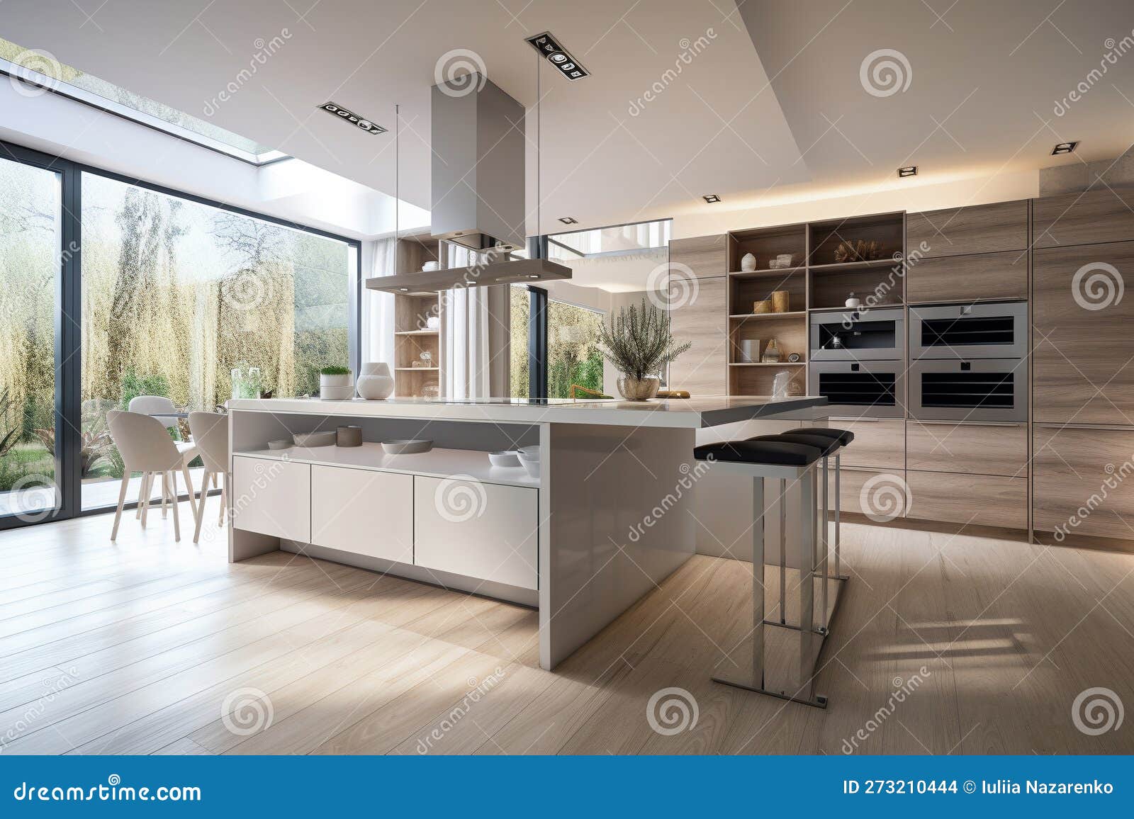 Spacious Kitchen in Modern Style, Brightly Lit by the Sun. AI Genarated ...