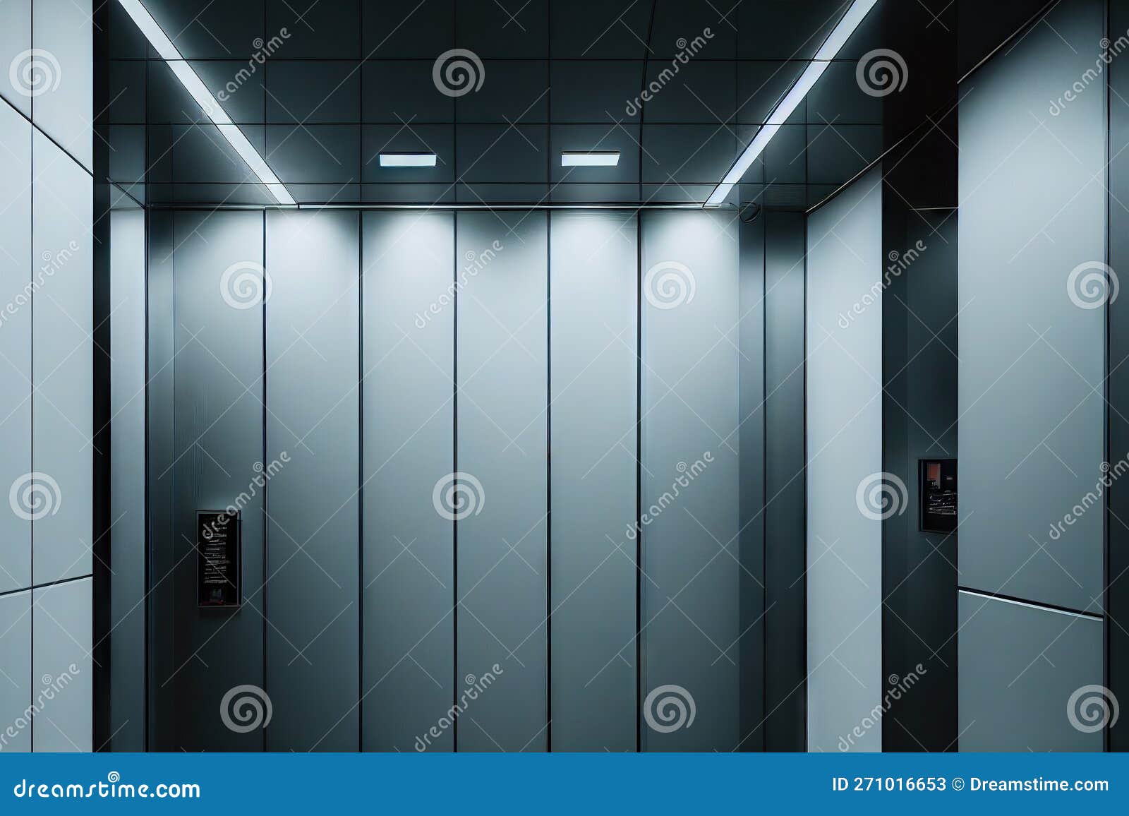 Spacious Lift Doors Made of Glossy Material with Illumination on ...