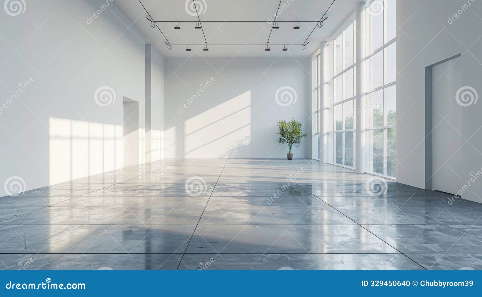 Spacious, Light-filled Empty Showroom with High Ceilings Stock ...
