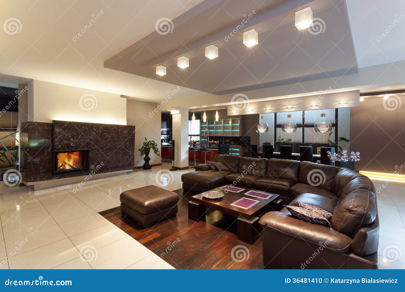 Spacious Living Room with Couch Stock Photo - Image of interior, huge ...