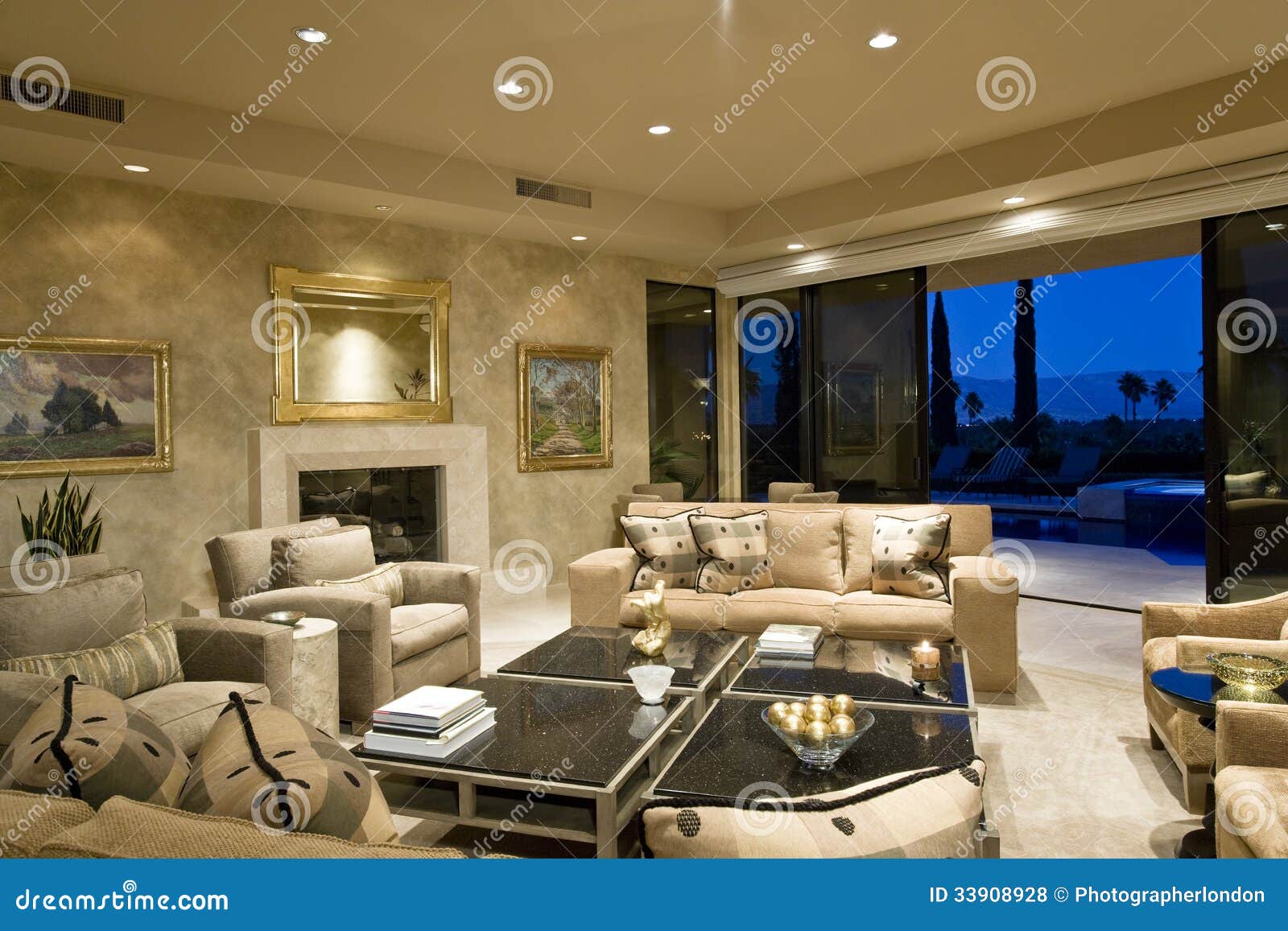 Spacious Living Room in House Stock Photo - Image of frame, armchair ...