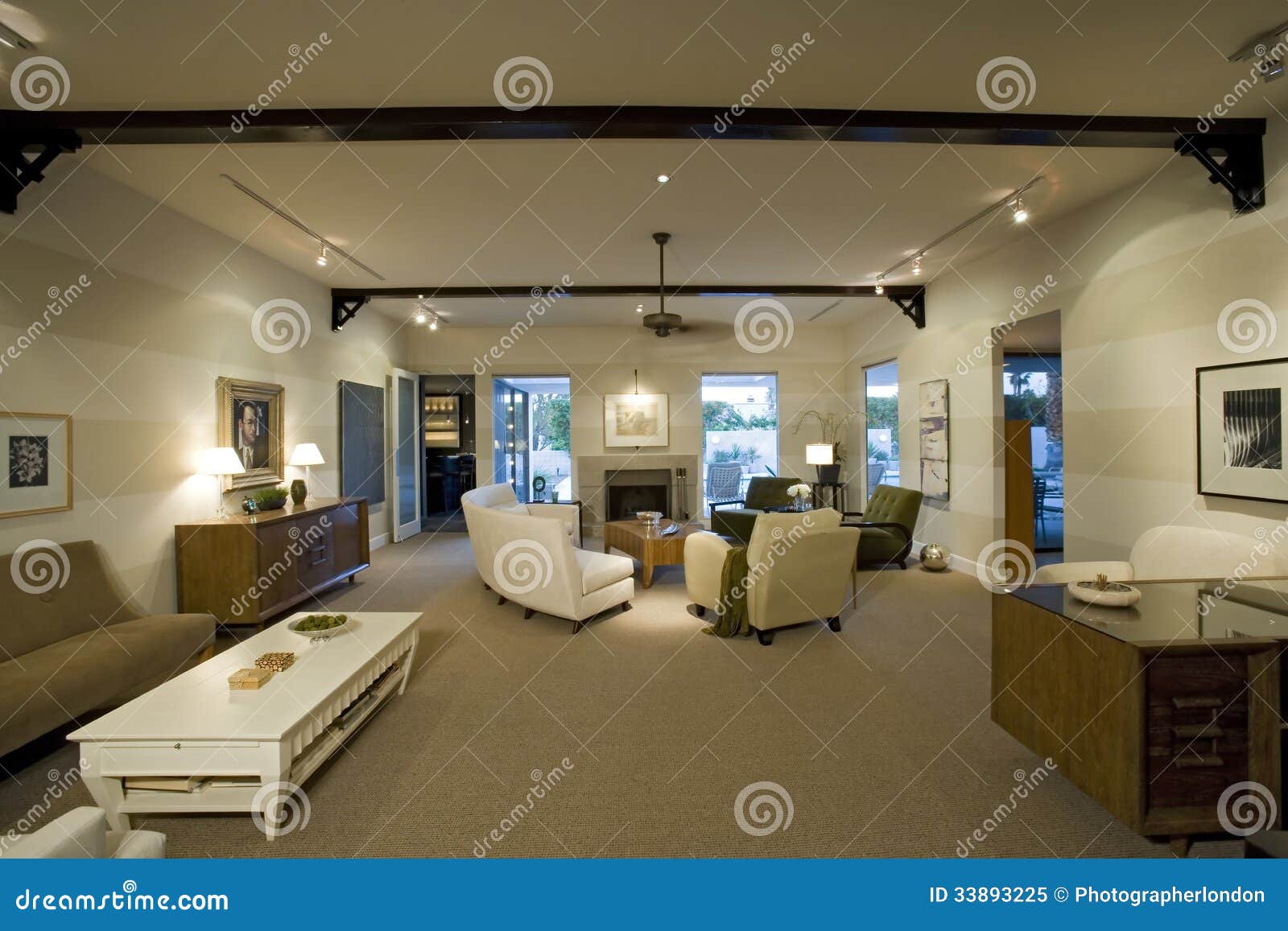 Spacious Living Room in House Stock Image - Image of interior, house ...