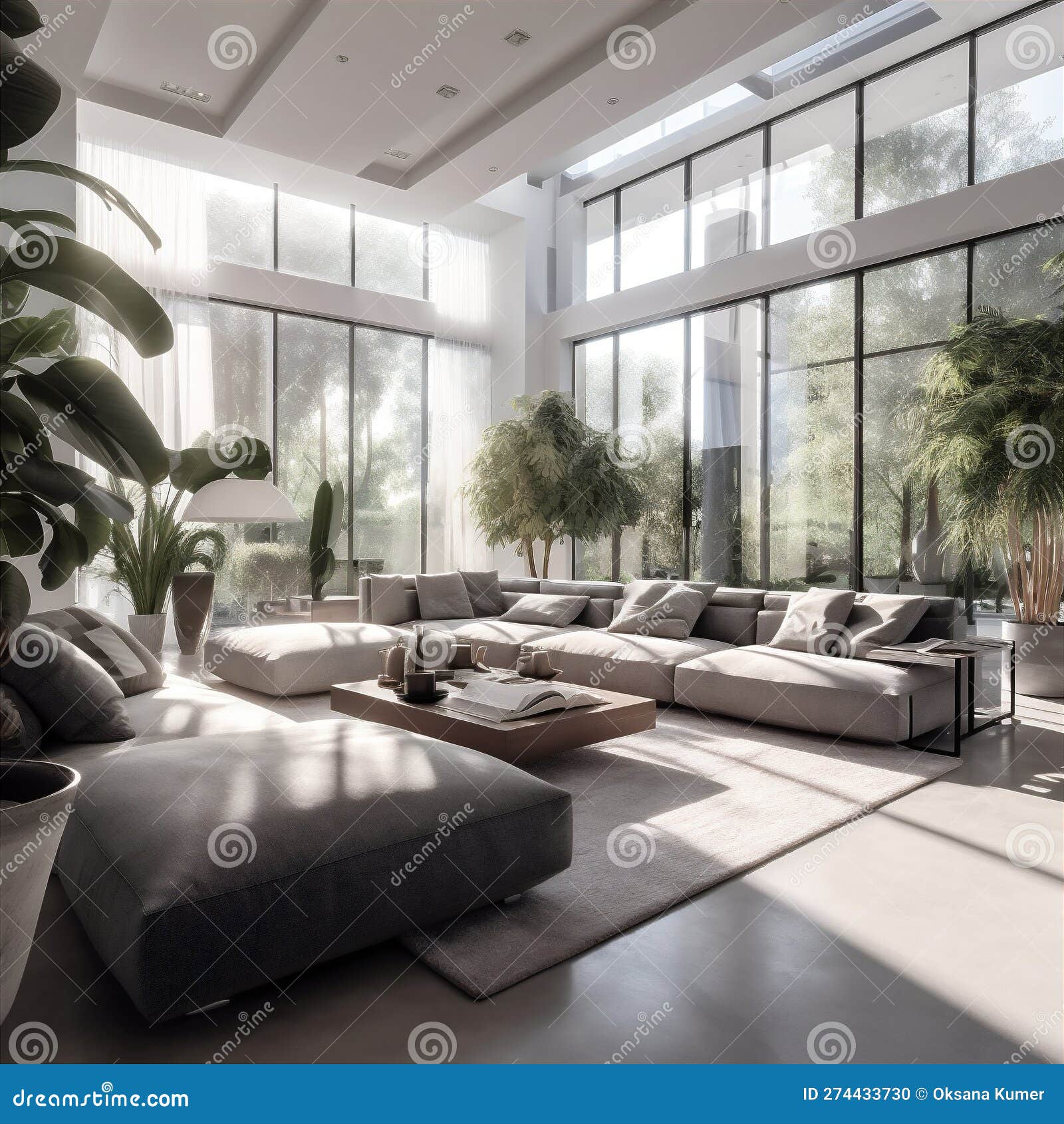 Spacious Living Room in Luxury Villa with Sunlight. AI Generated Stock ...