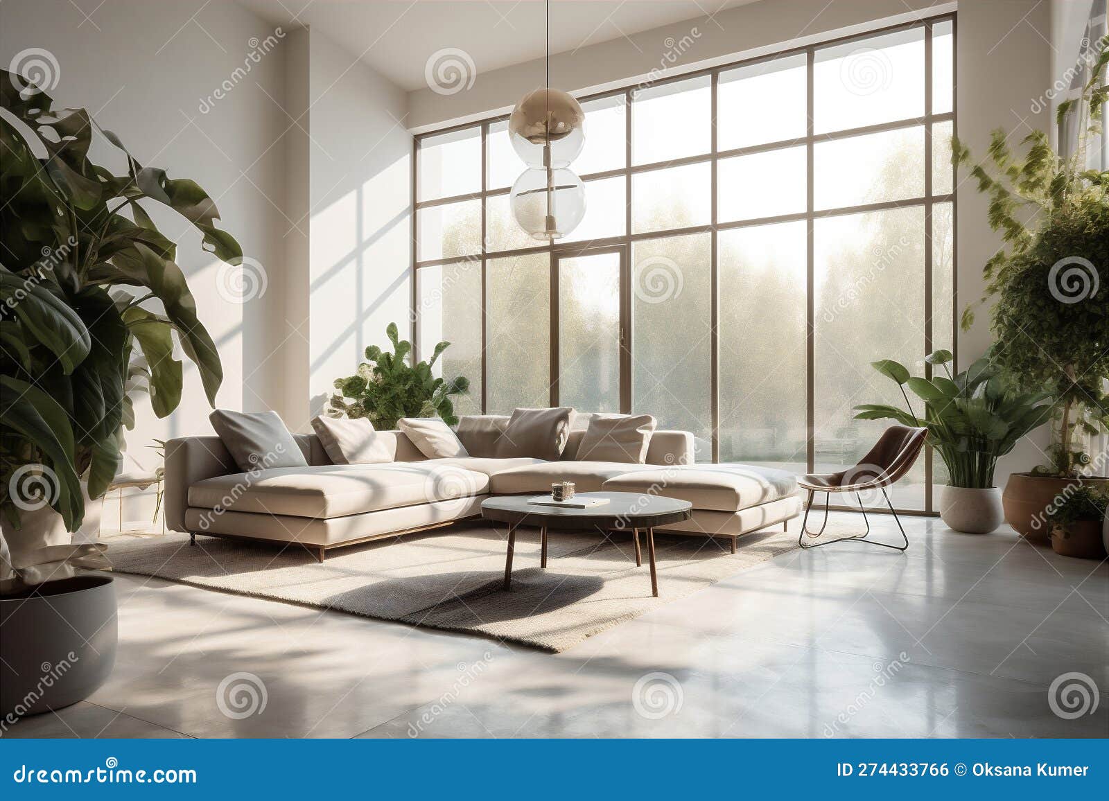 Spacious Living Room in Luxury Villa with Sunlight. AI Generated Stock ...