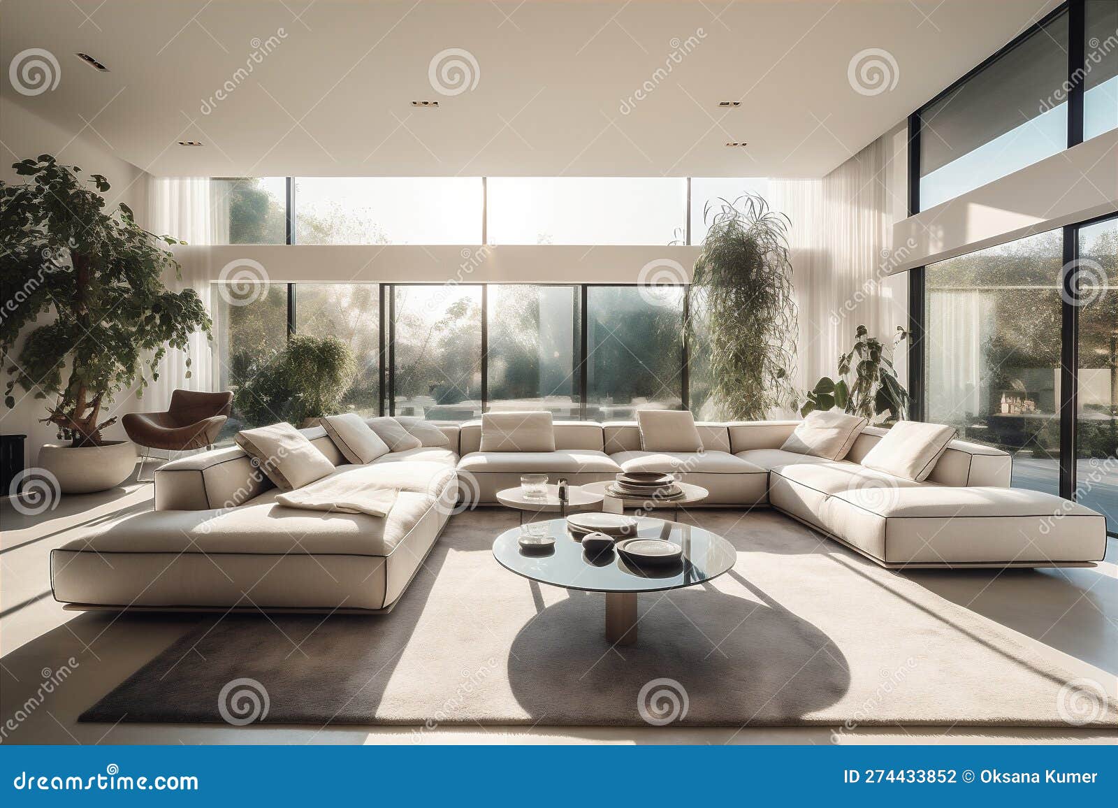 Spacious Living Room in Luxury Villa with Sunlight. AI Generated Stock ...