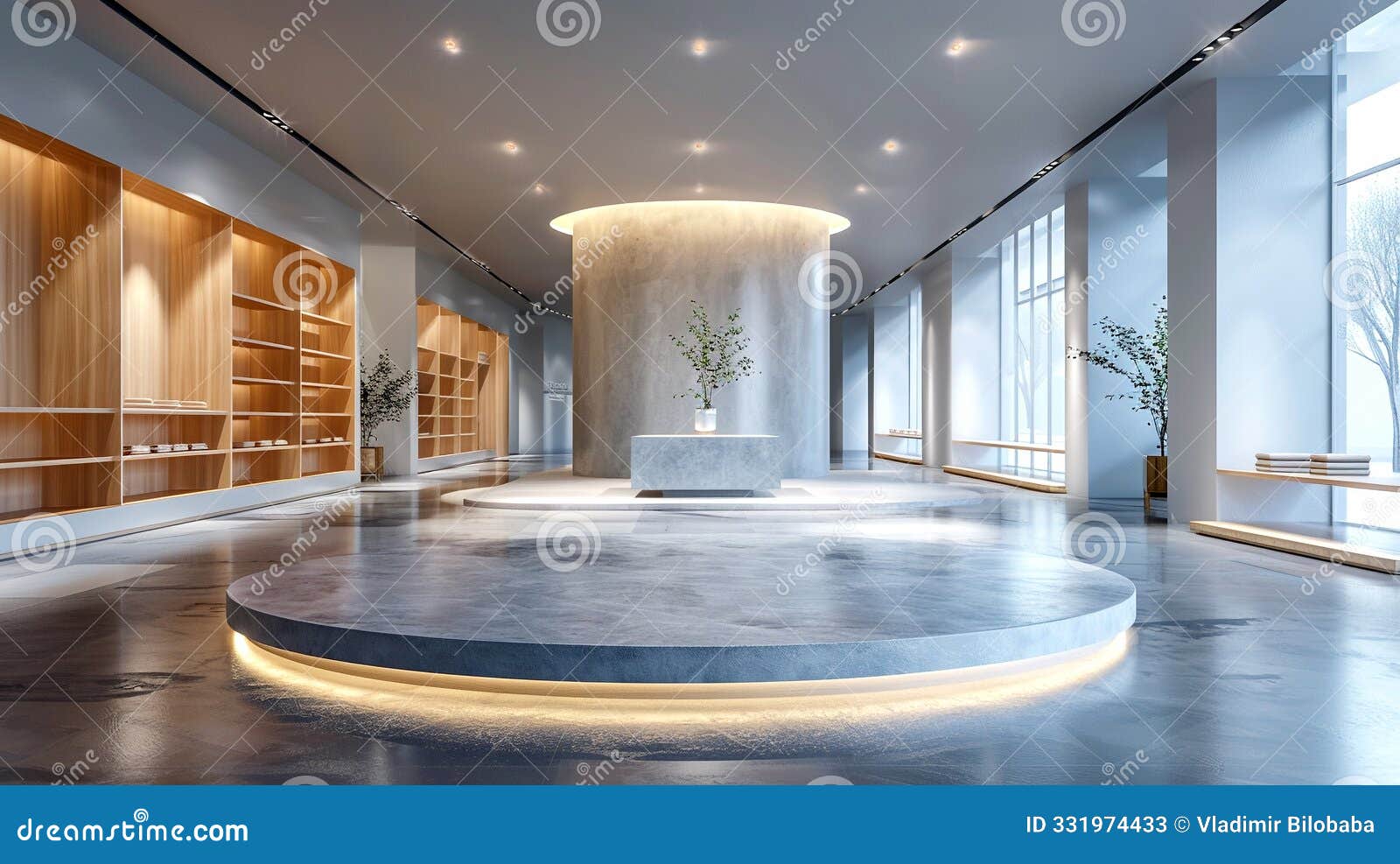 Modern Interior Design of an Elegant Lobby with Circular Elements and ...