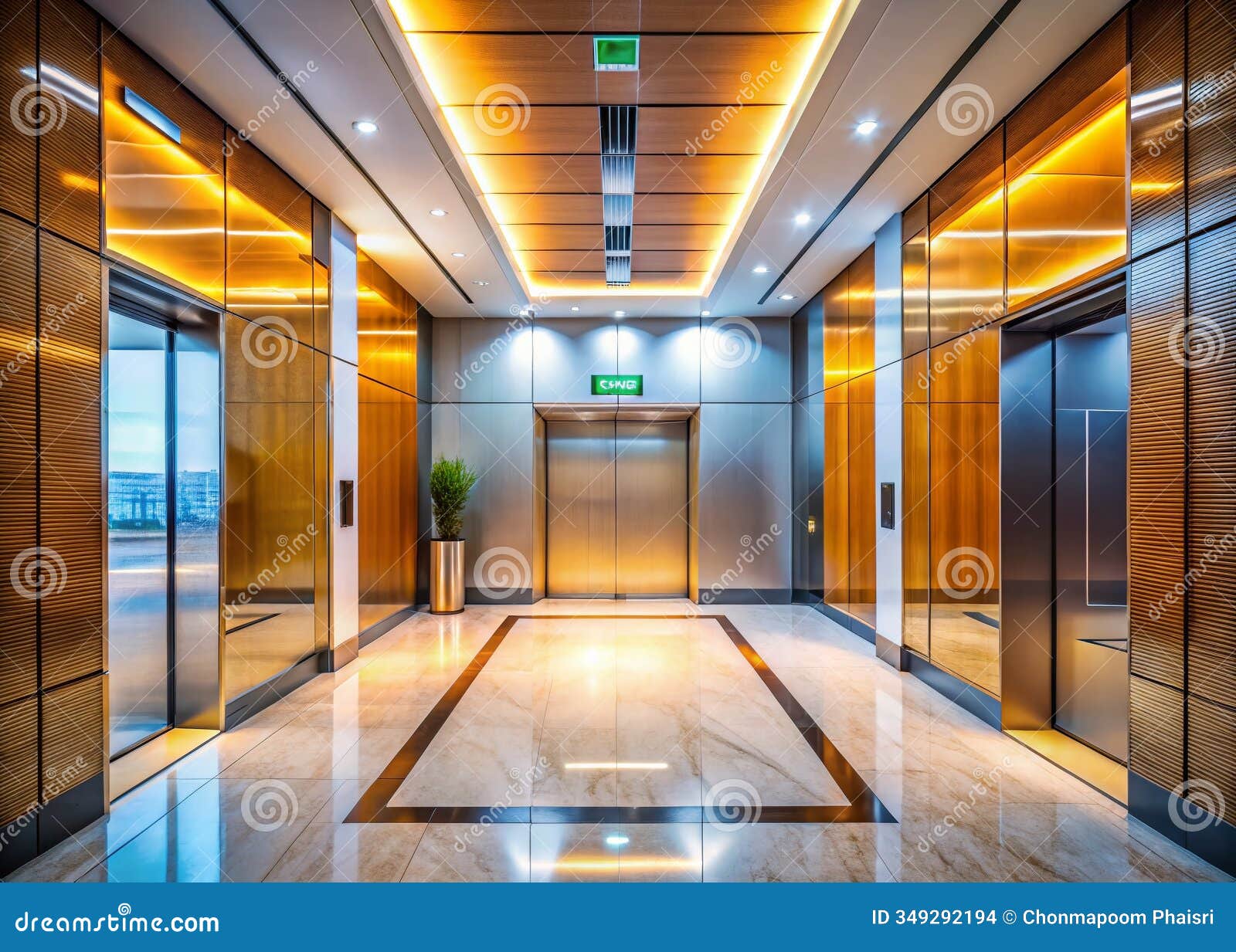 Spacious Minimalist Elevator Lobby Design a Modern Office or Hotel ...