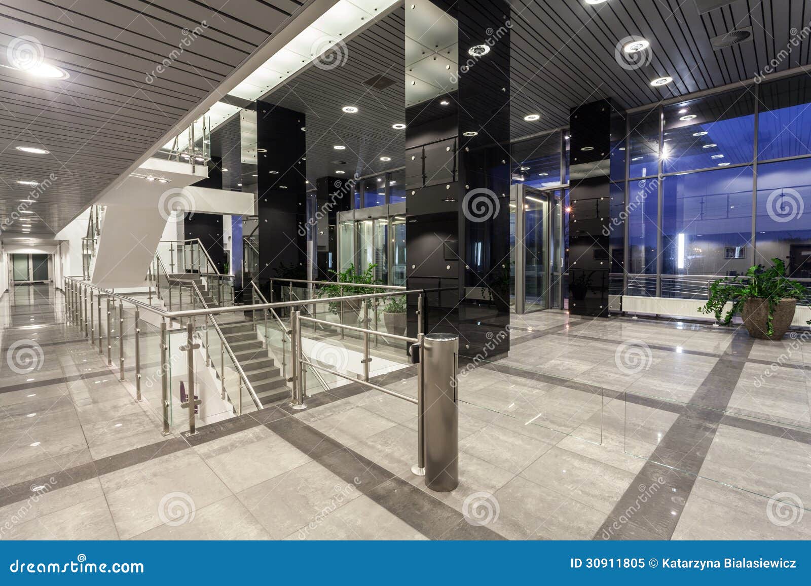 Spacious modern building stock image. Image of lobby - 30911805