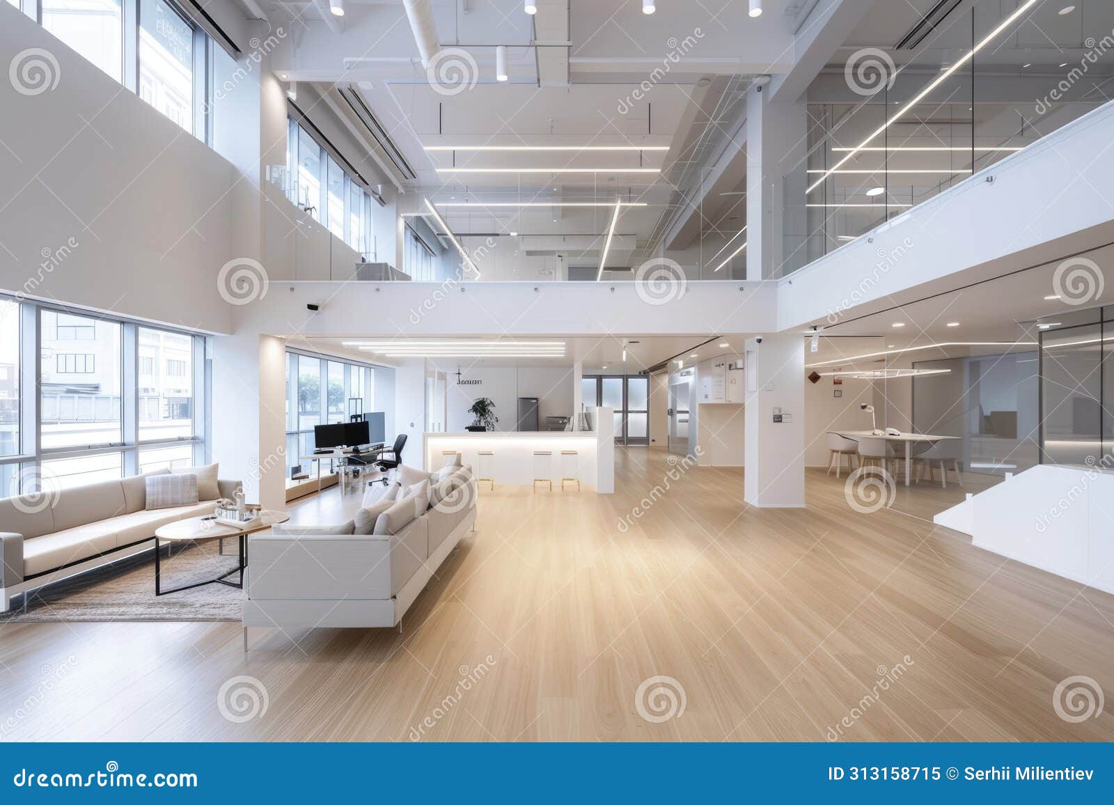 Spacious Modern Double-deck Office Studio Interior. AI Generated Stock ...