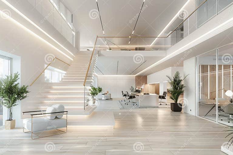 Spacious Modern Double-deck Office Studio Interior. AI Generated Stock ...