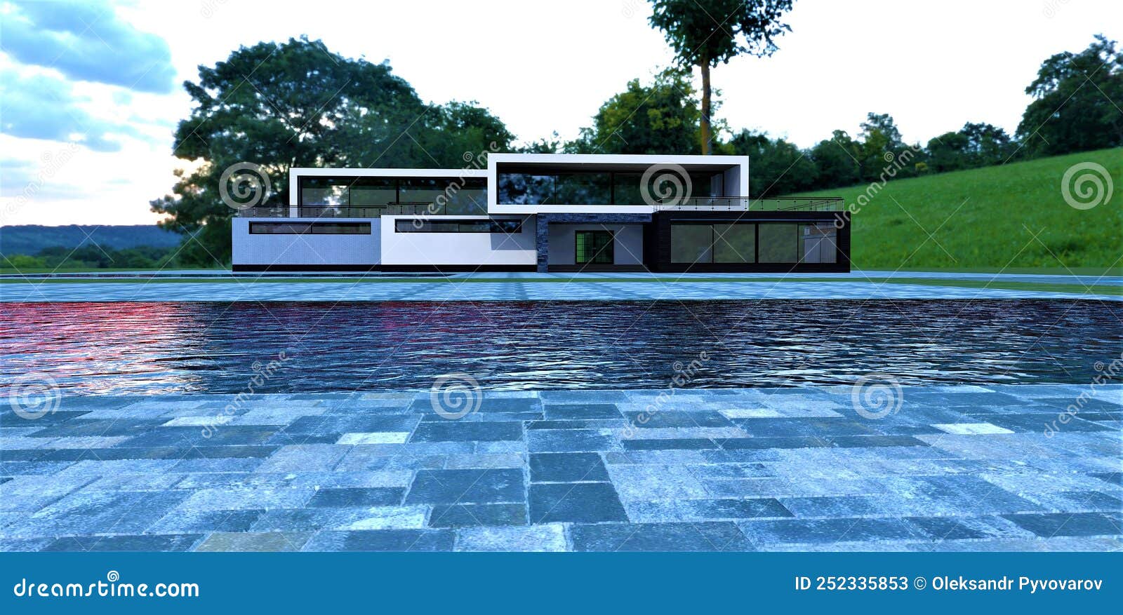 Spacious Modern High-tech House with a Flat Roof and a Fenced Terrace ...