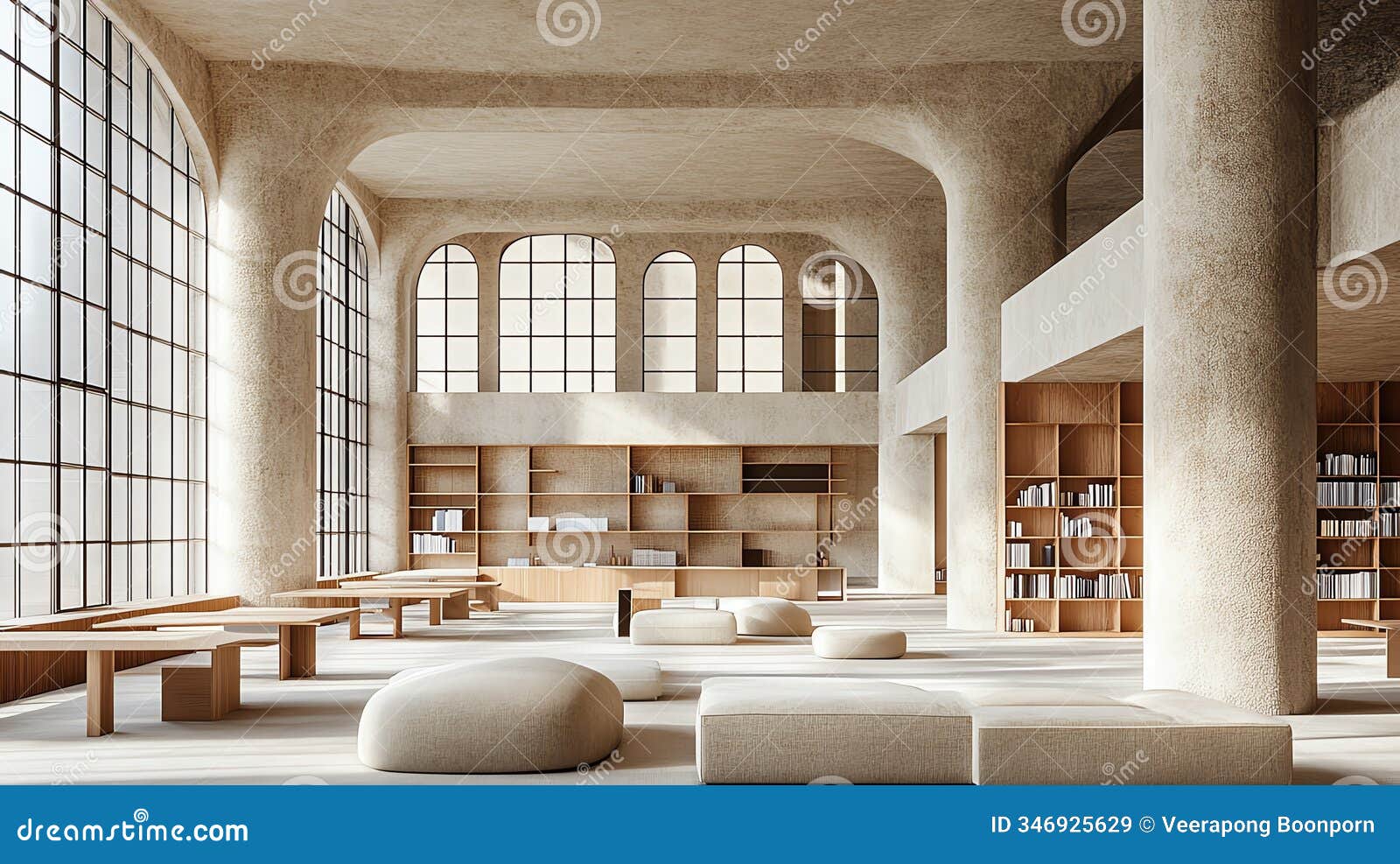 Spacious Modern Interior with High Ceilings and Large Windows for ...