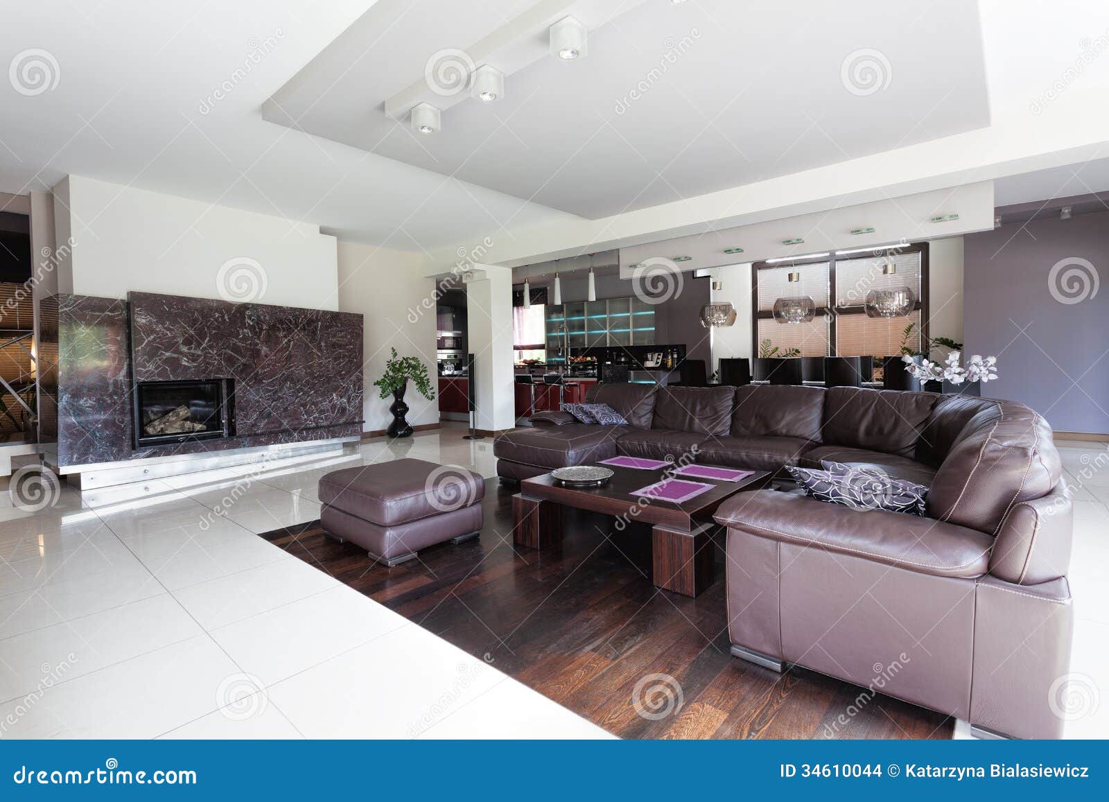 Spacious Modern Living Room Stock Photo - Image of flat, modern: 34610044