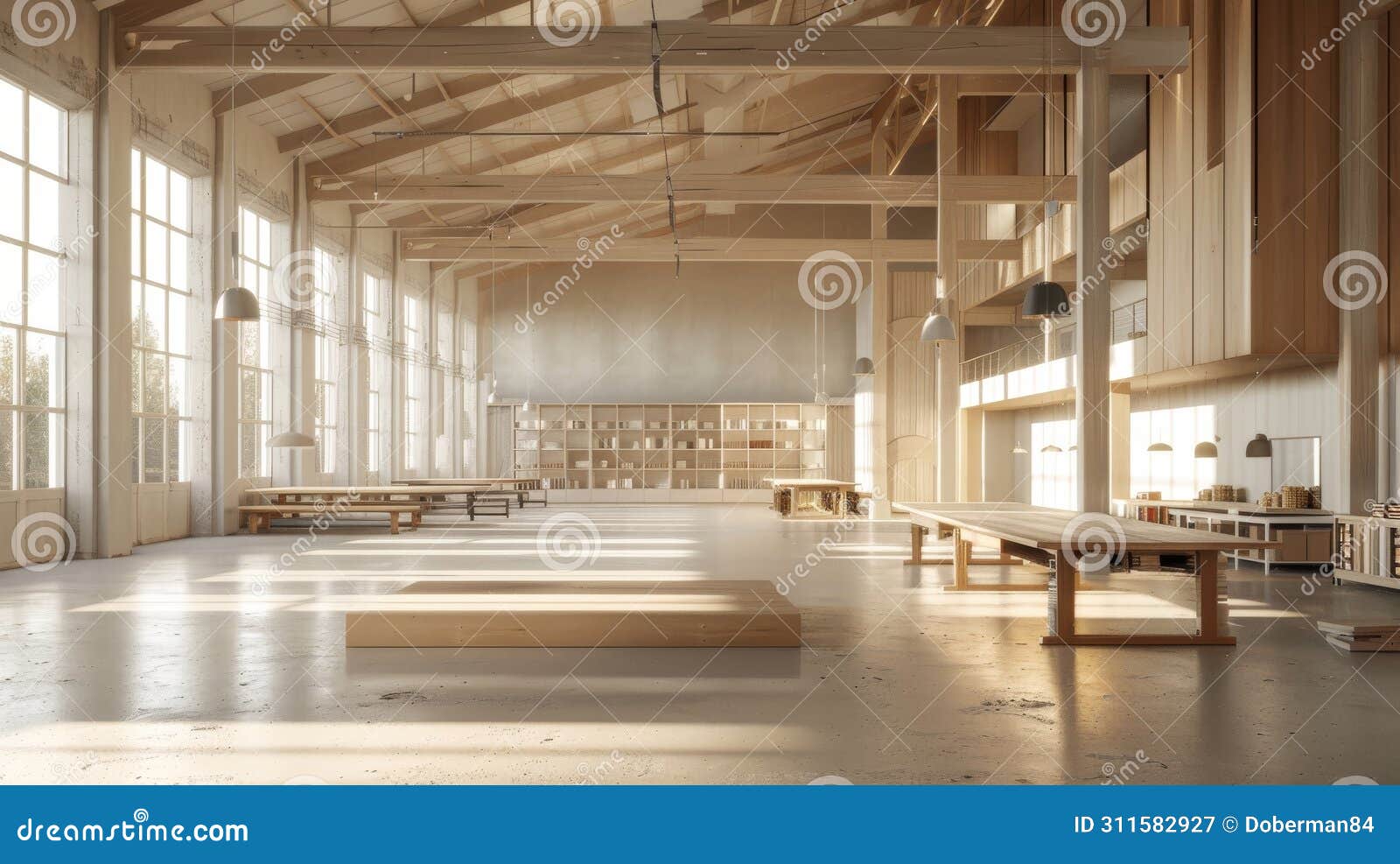 Spacious and Modern Open Concept Workshop with Empty Versatile Areas ...